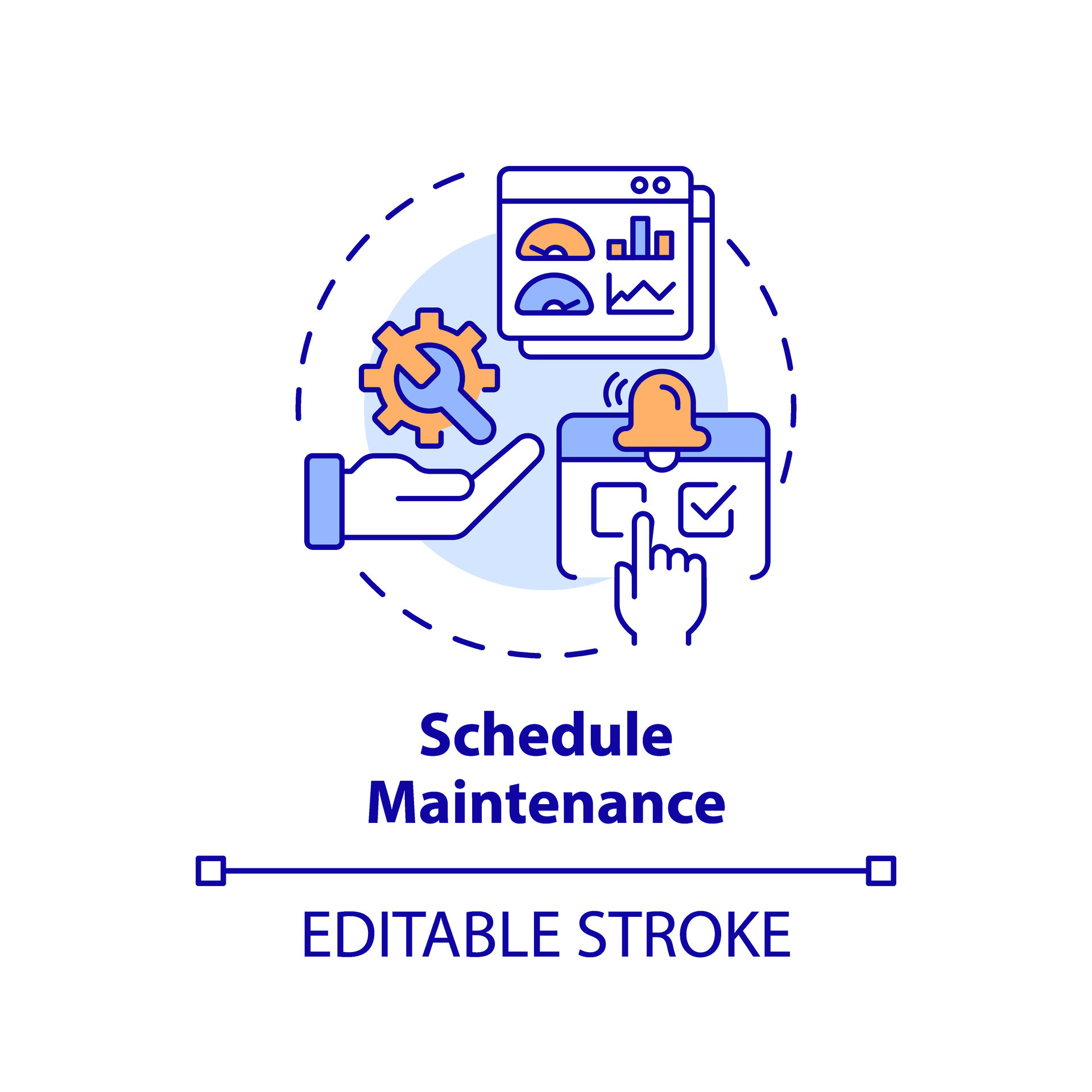 2D editable multicolor icon schedule maintenance concept, simple ... 2D editable multicolor icon schedule maintenance concept, simple ...