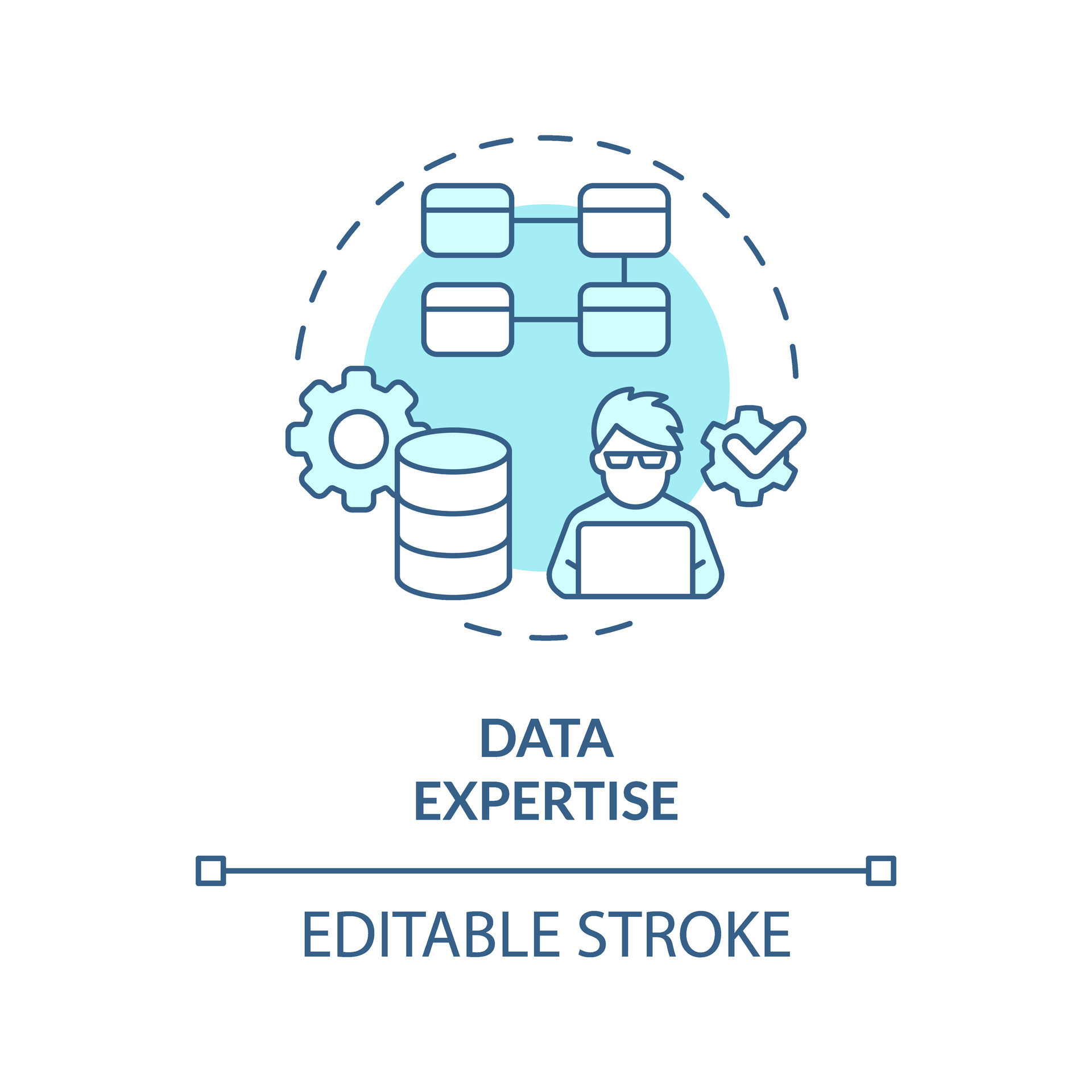 2D editable blue data expertise icon, simple isolated vector, AI ...
