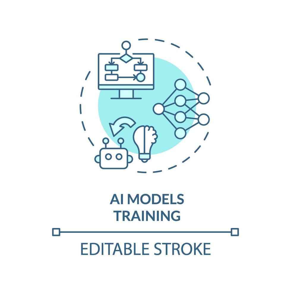 2d Editable Blue Ai Models Training Icon Simple Isolated Vector Ai Engineer Thin Line