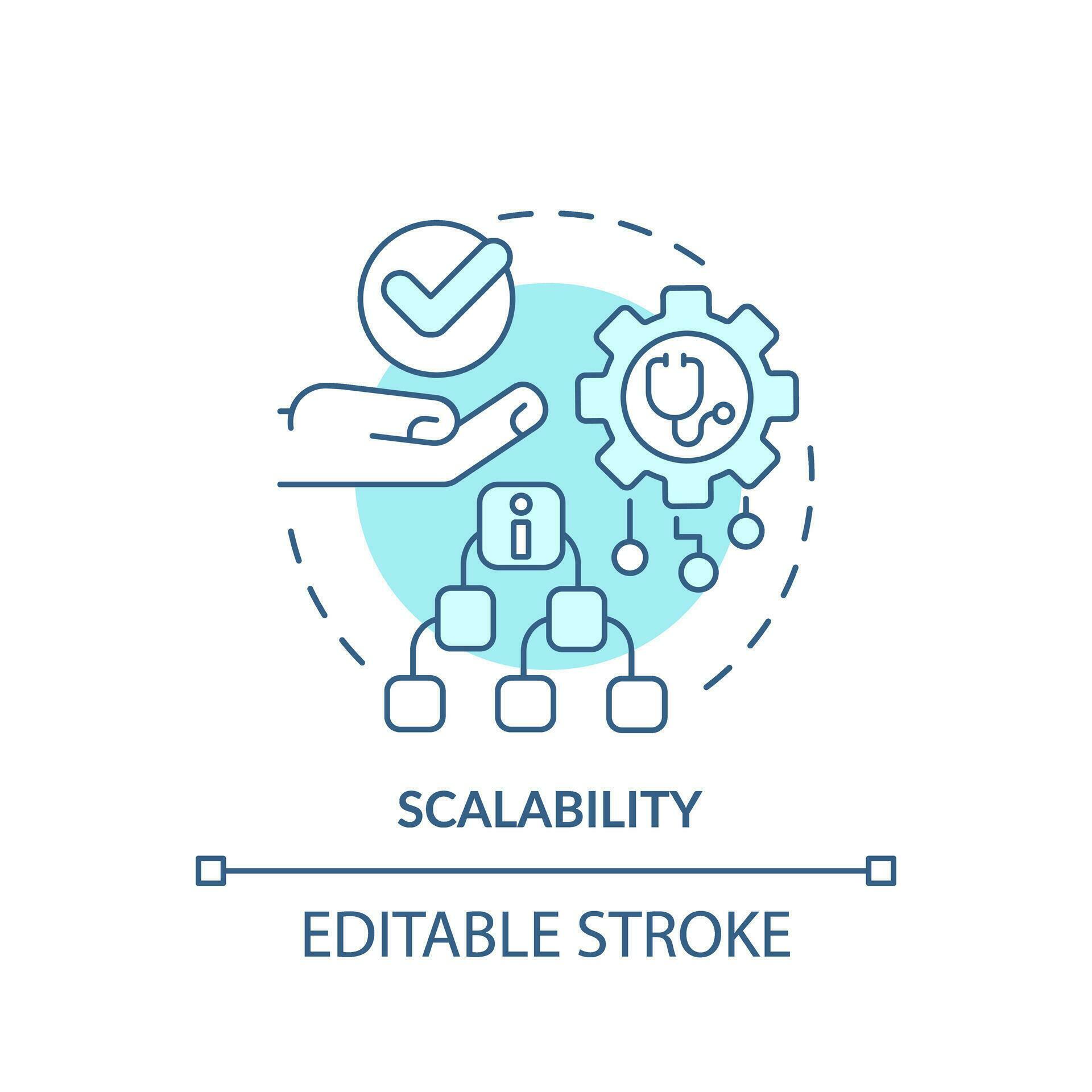 2D editable blue icon scalability concept, isolated monochromatic vector, health ...