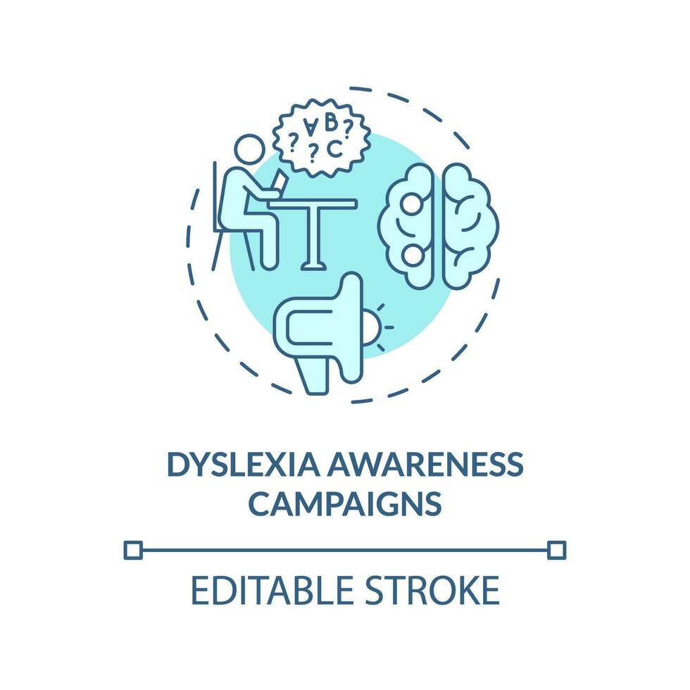 2d Editable Blue Icon Dyslexia Awareness Campaigns Concept Simple