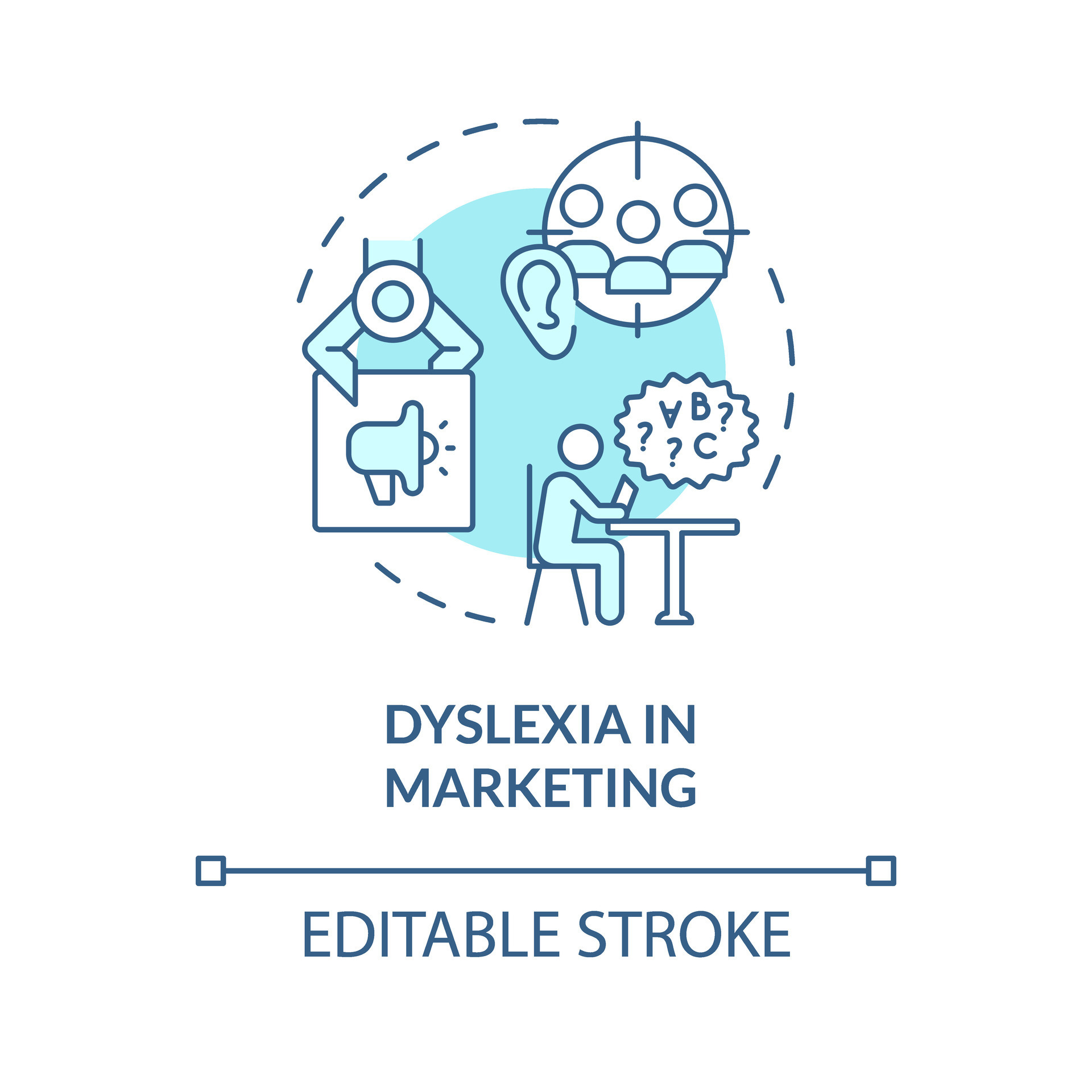 2d Editable Blue Icon Dyslexia In Marketing Concept Simple Isolated