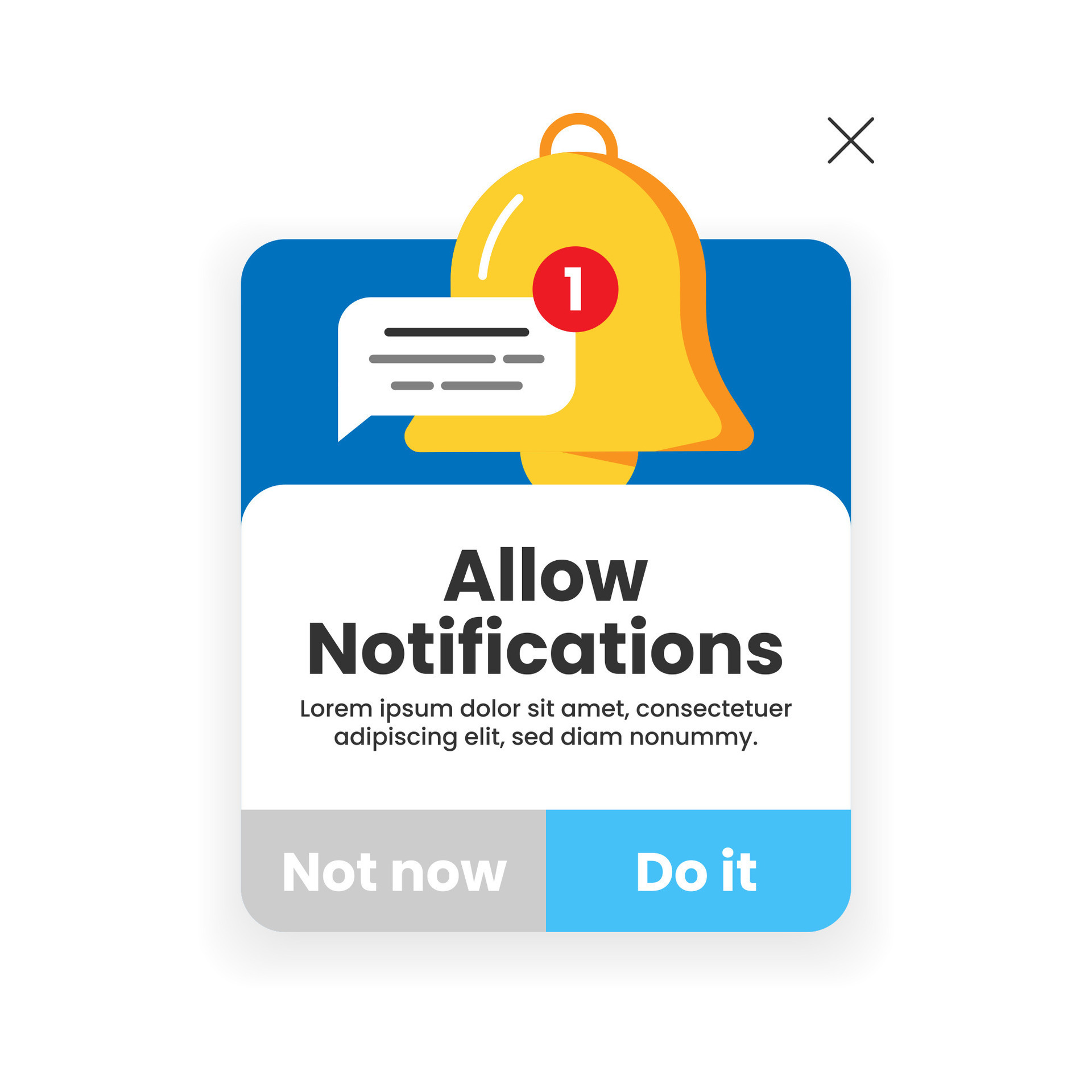 Allow Notifications Pop Up Message Concept Illustration Flat Design Vector Modern Graphic