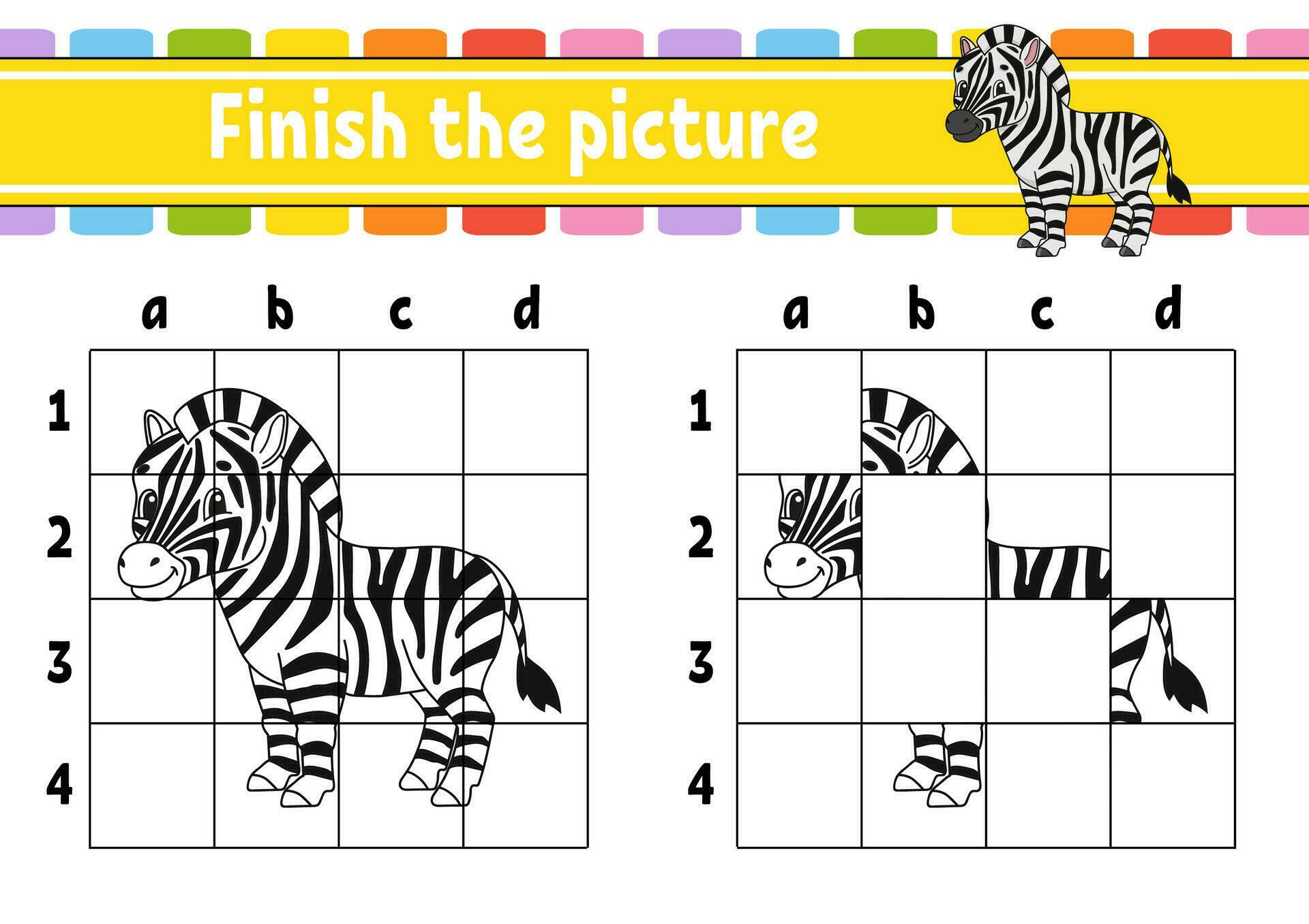 Finish the picture. Coloring book pages for kids. Education developing ...