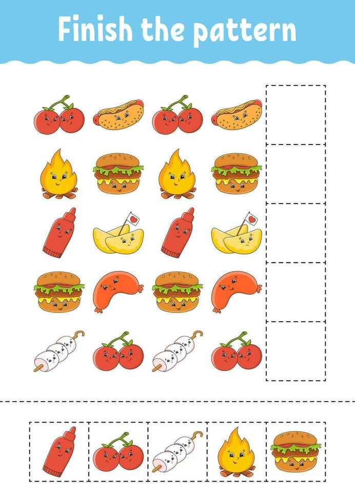Finish the pattern. Cut and play. Education developing worksheet ...
