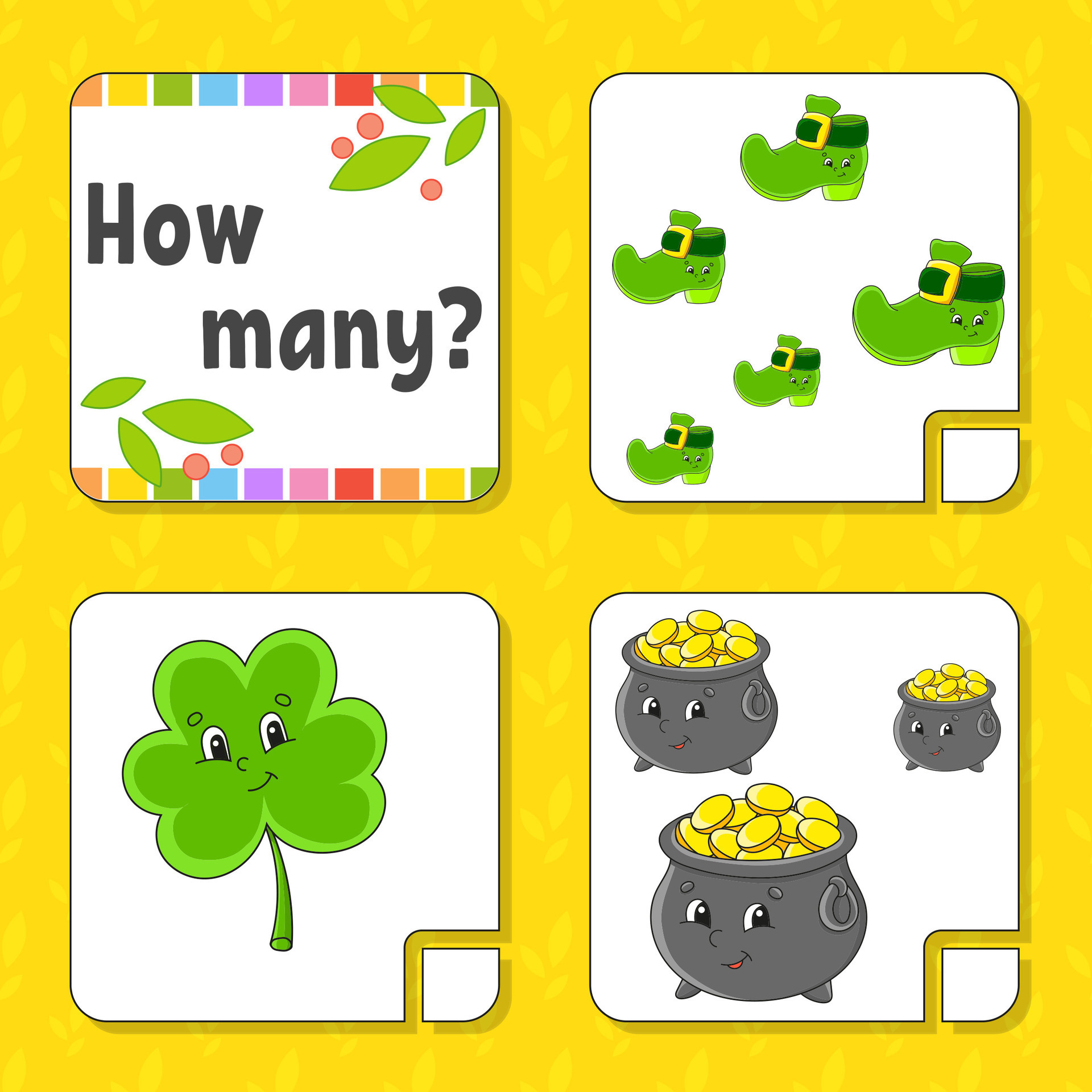 Counting game for children. Happy characters. Learning mathematics. How ...