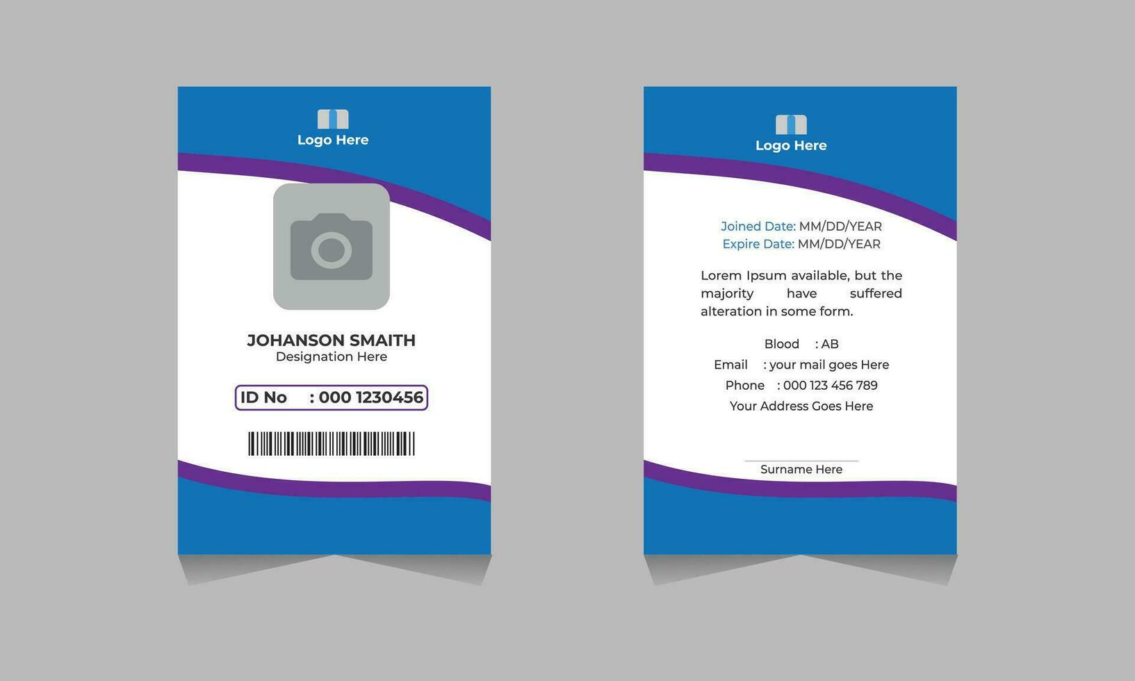 Simple Id Card Template Design With Vector Free Vector 34049561 Vector