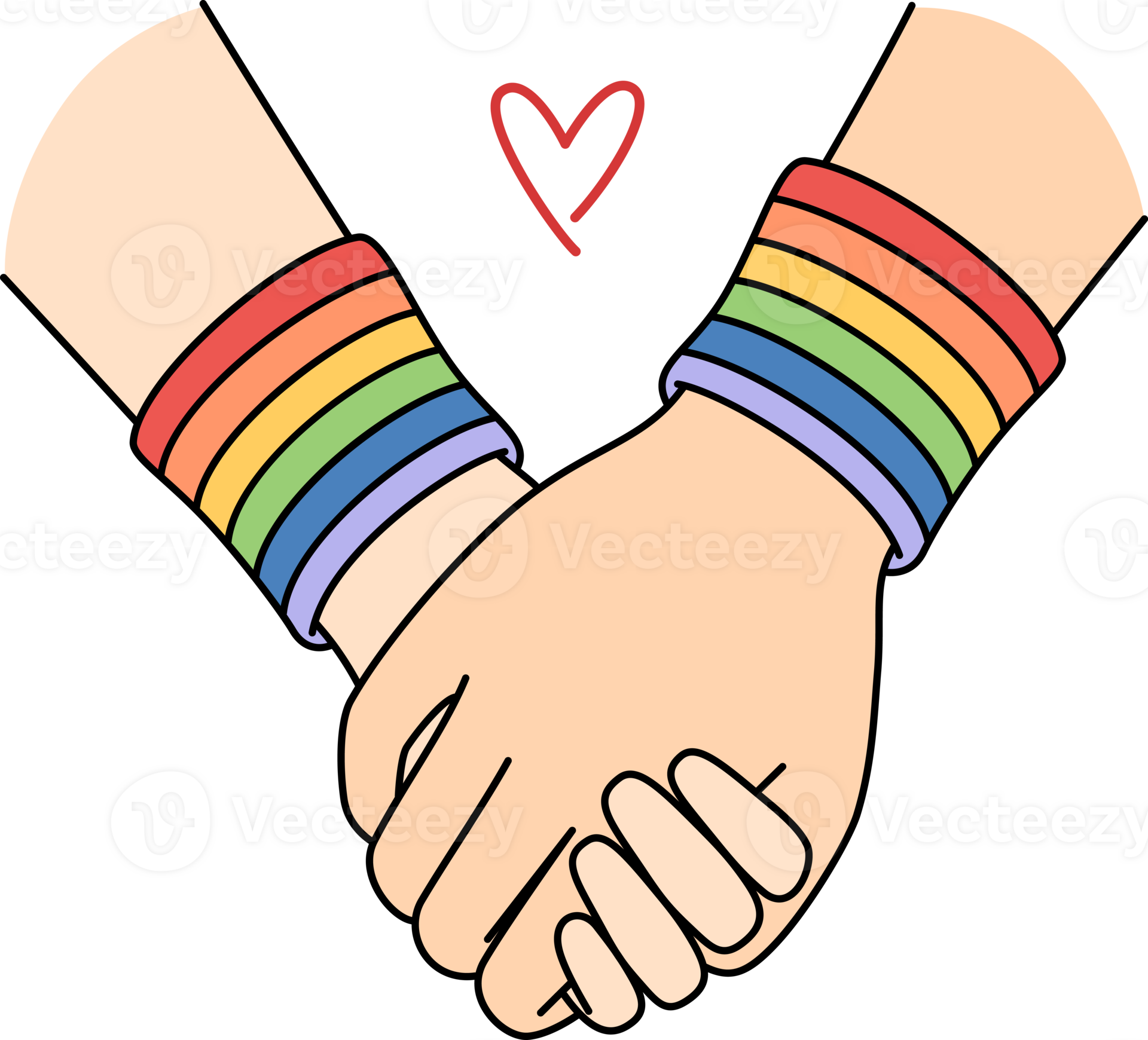 Holding hands with lgbt bracelets symbolizing love between gays or ...