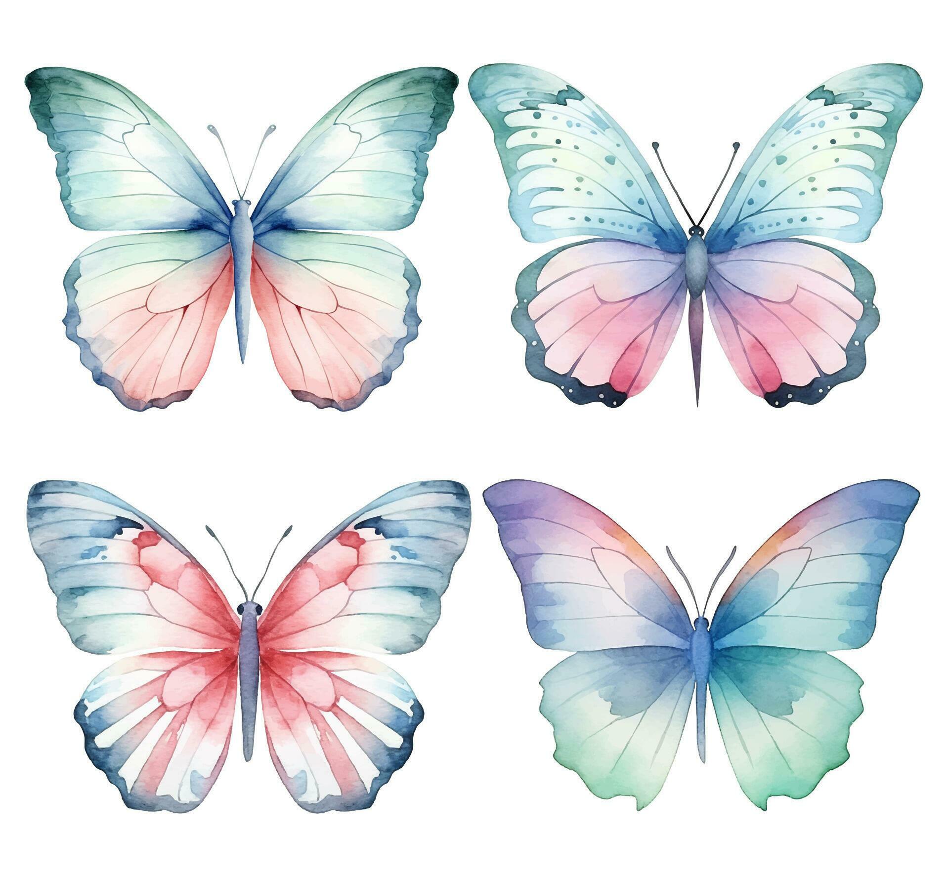 conjunto de acuarela exótico mariposa. vector ilustración con mano dibujado mariposas, polillas ...