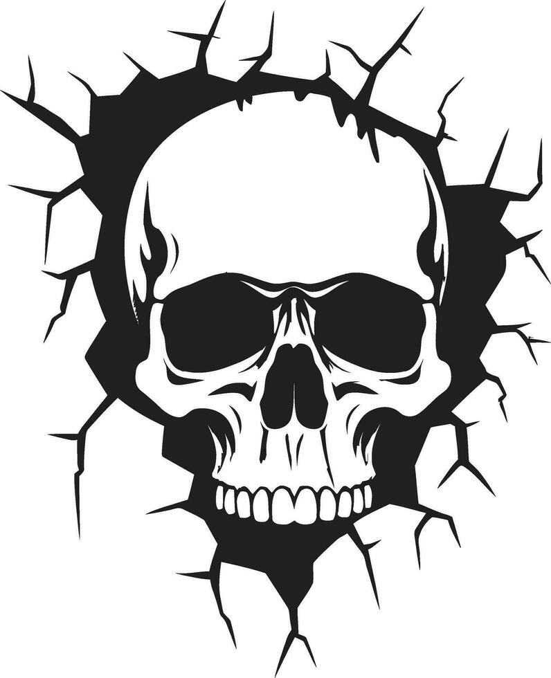 Unlocking Secrets The Cracked Walls Enigmatic Skull The Emergence of Mystery A Vector Skull Icon ...