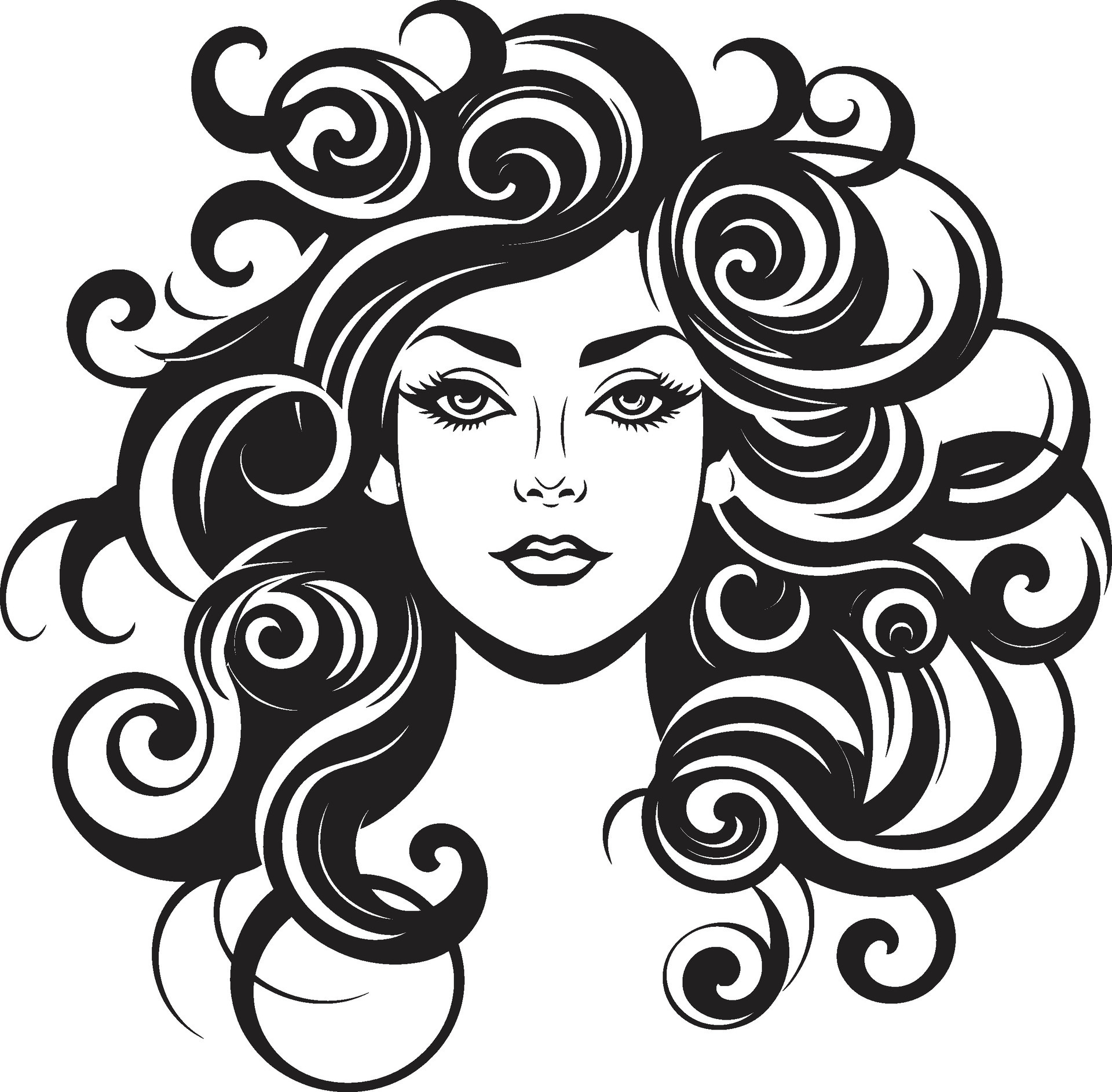 Sculpted In Vector The Curly Haired Goddess Ebony Elegance A Stylish