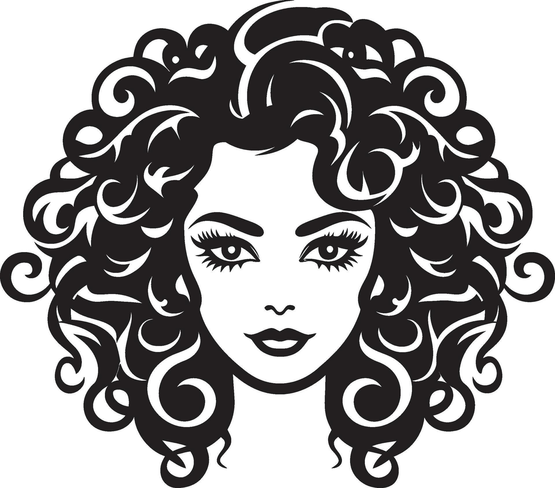 Crowning Curly Glory A Symbol Of Feminine Beauty Natural Ebon Curls A Black Vector Hair Logo