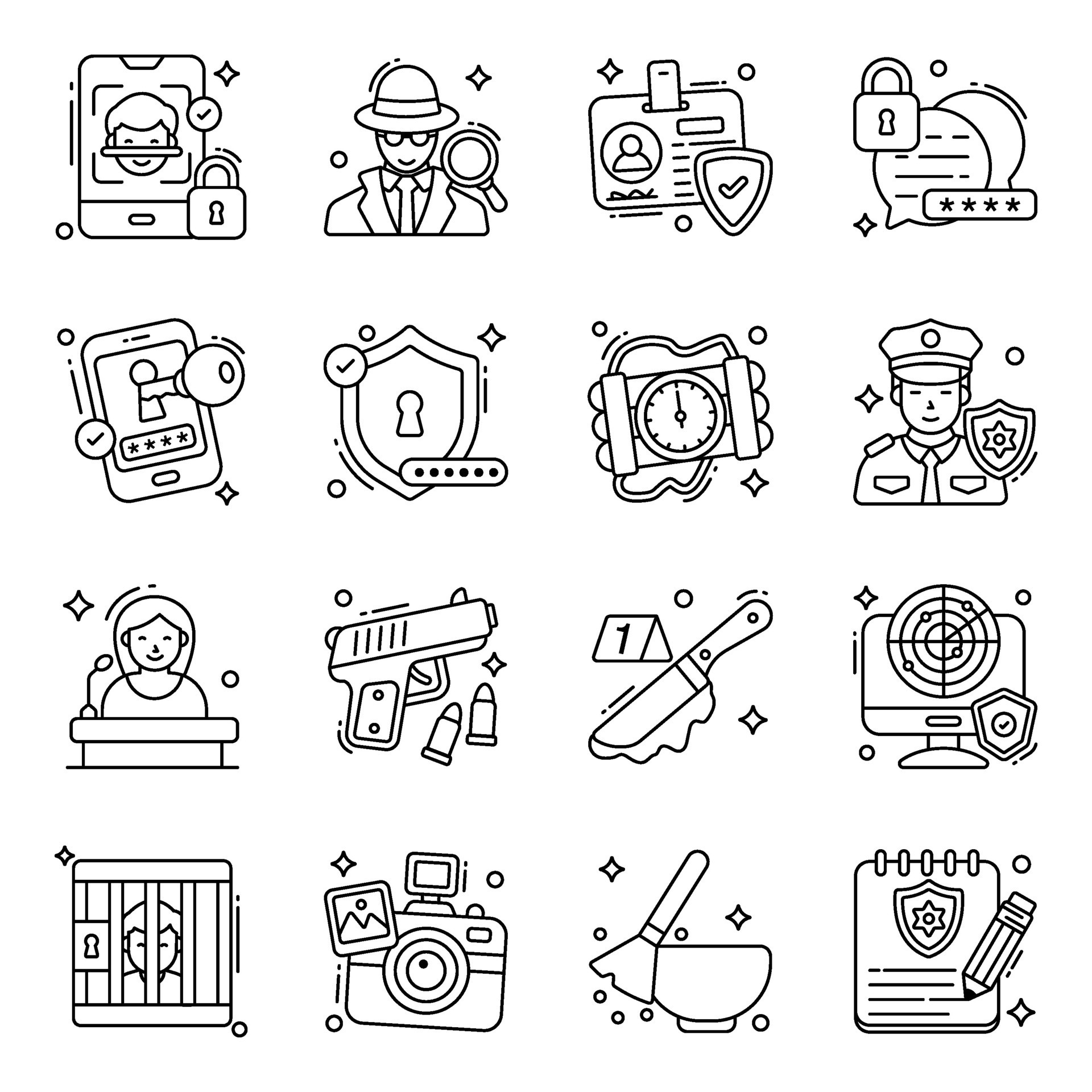 Pack Of Security Line Icons 34068887 Vector Art At Vecteezy