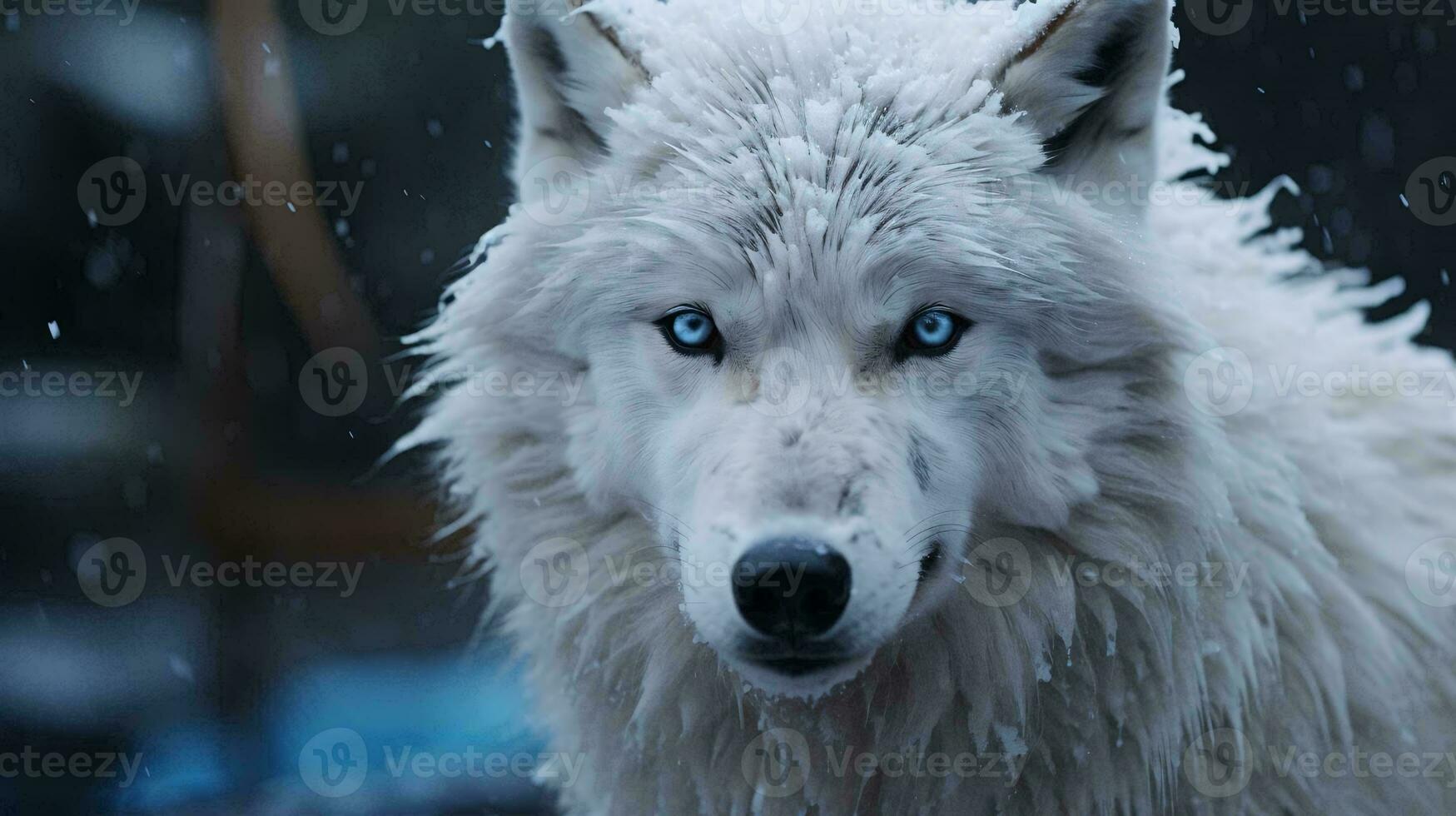 a white wolf with blue eyes AI Generated 34070891 Stock Photo at Vecteezy