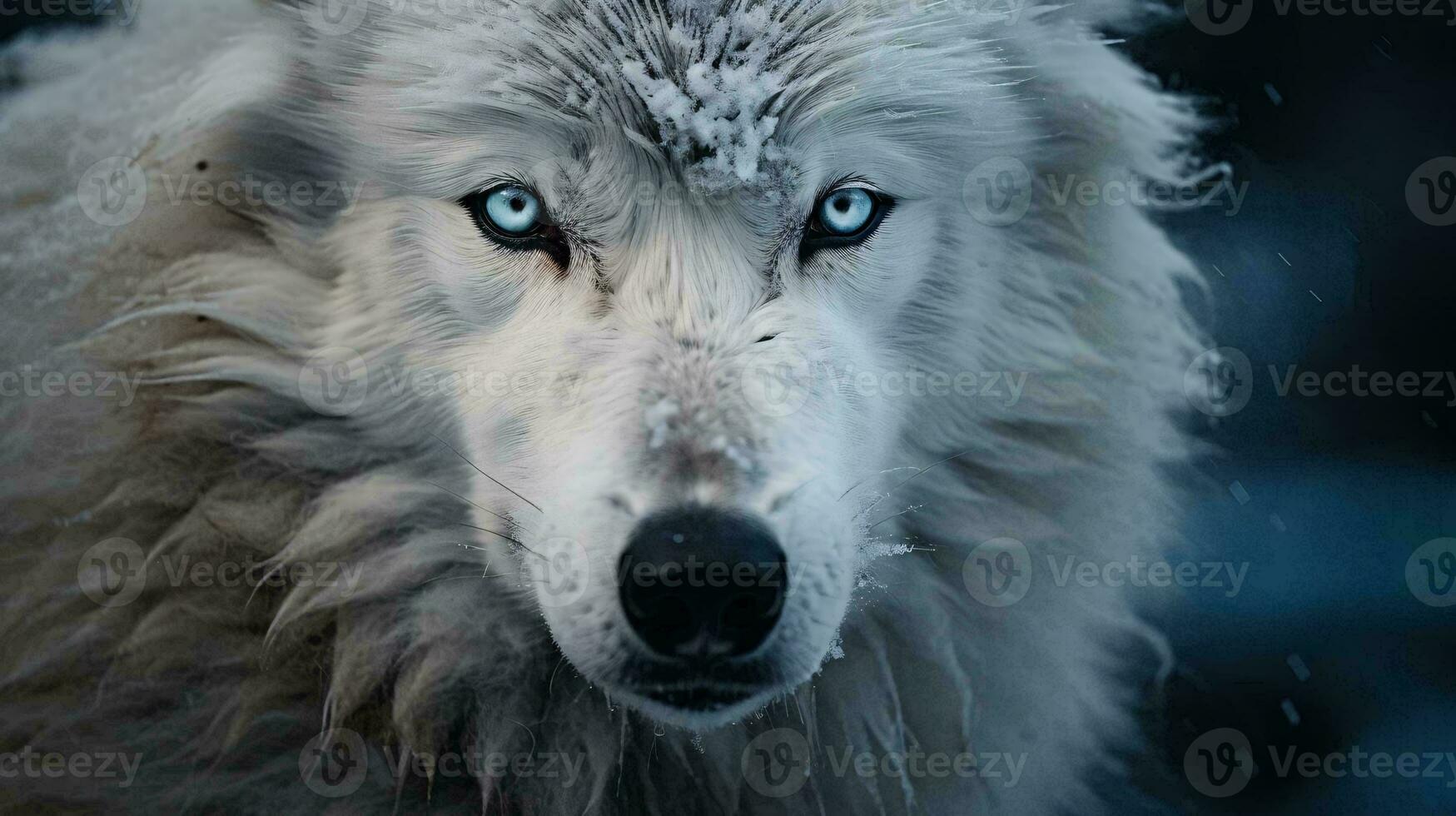 a white wolf with blue eyes AI Generated 34072847 Stock Photo at Vecteezy