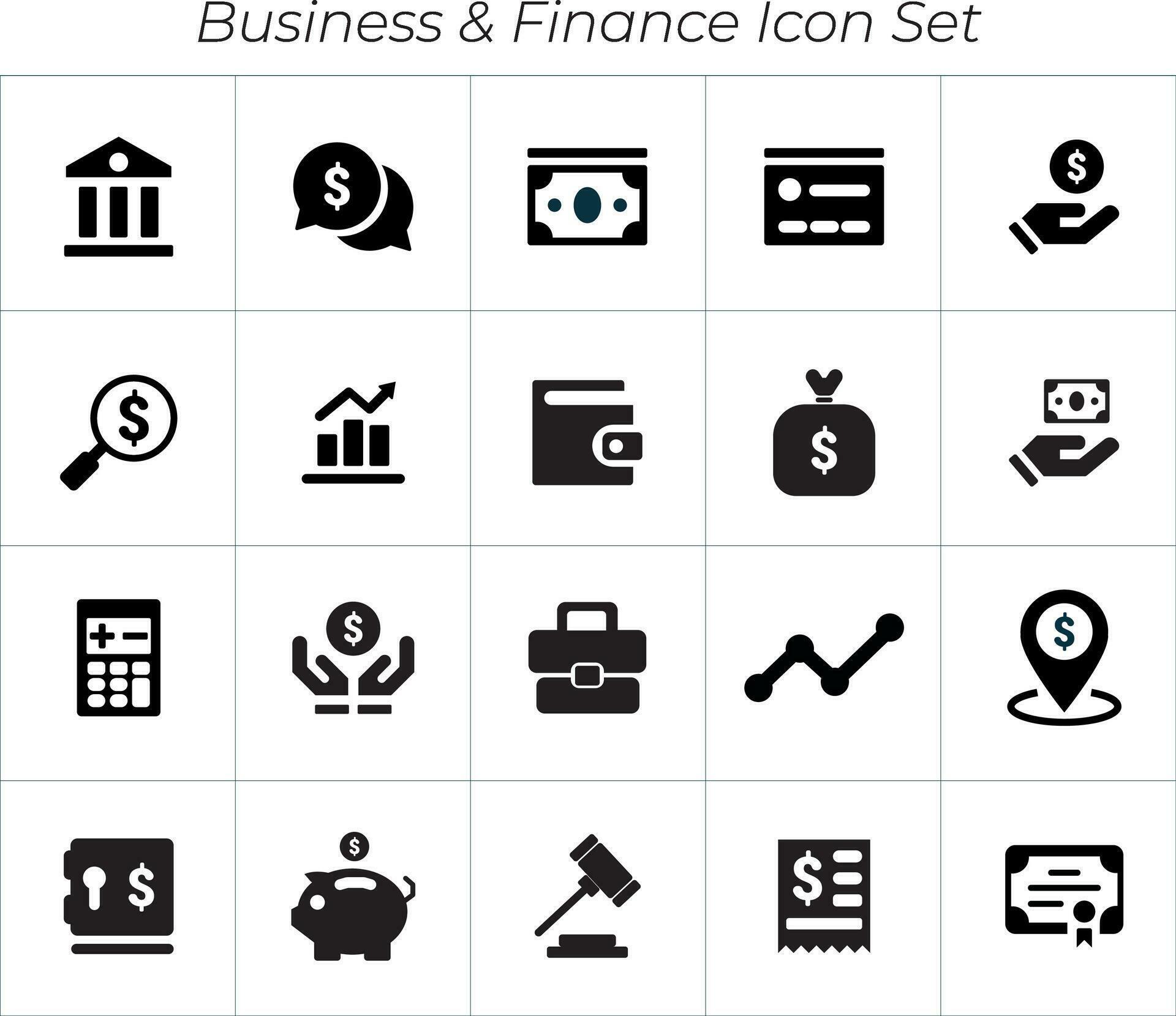 Business and Finance Icon Set. Finance Icons on white background ...