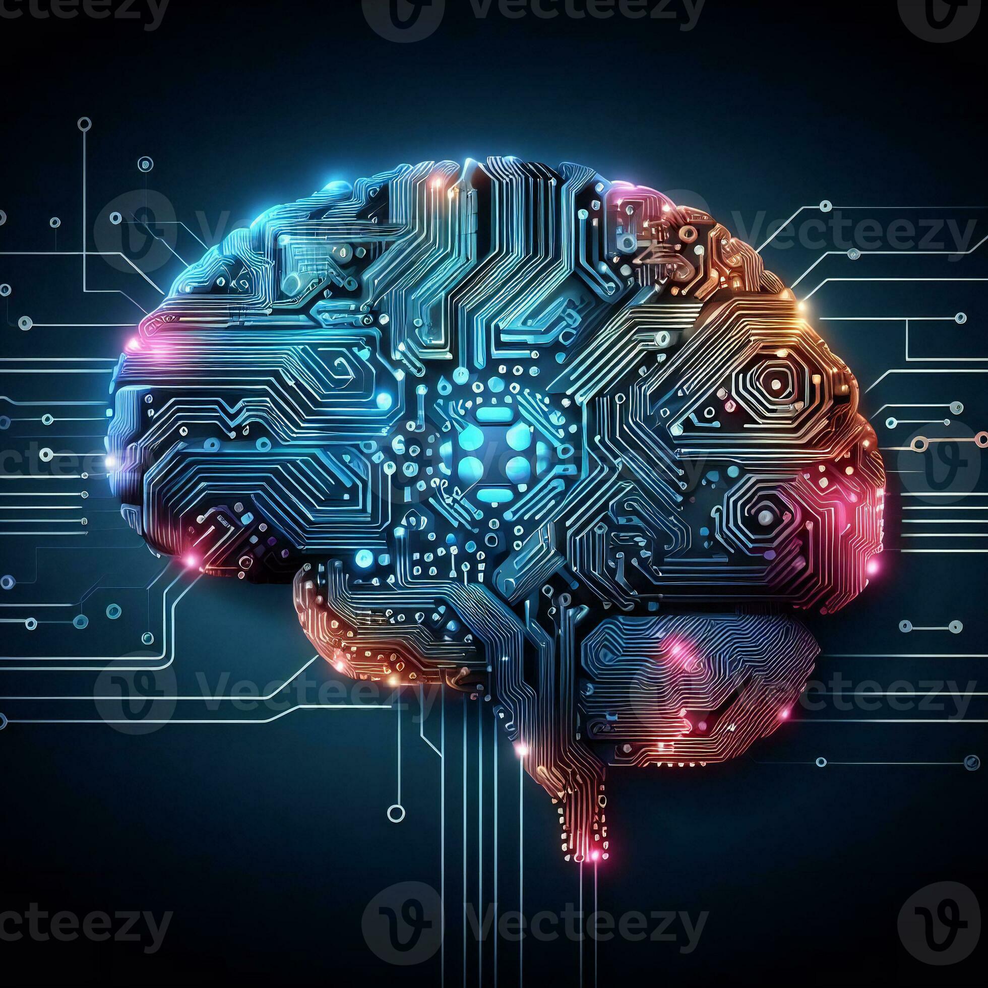 Futuristic Brain Circuit Design with Circuit Board and Wires ai generative 34078187 Stock Photo ...