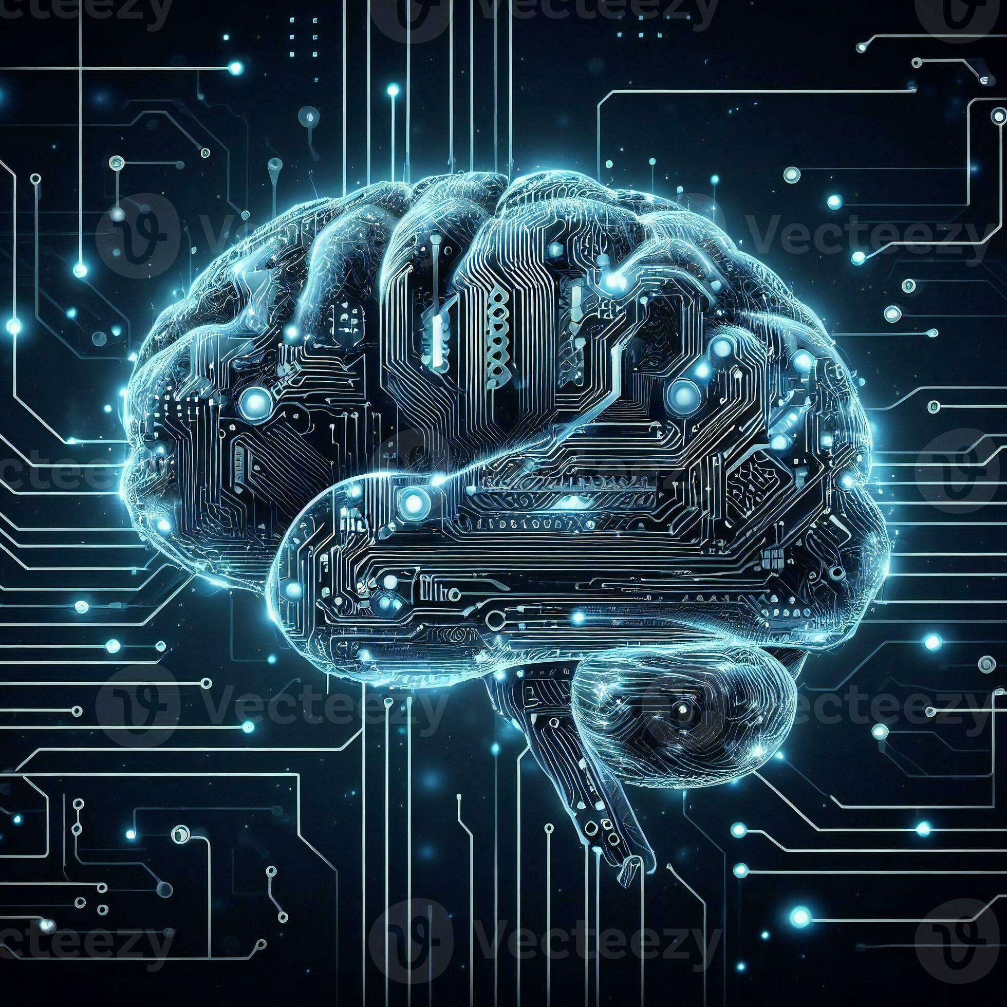 Futuristic Brain Circuit Design with Circuit Board and Wires ai generative 34078206 Stock Photo ...