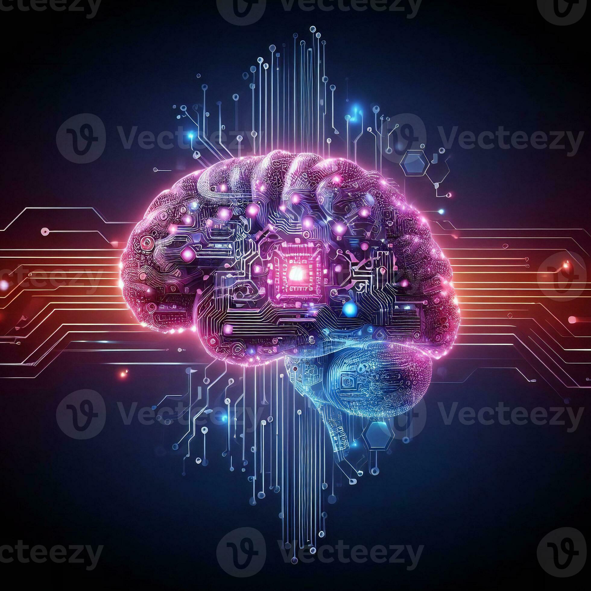 Futuristic Brain Circuit Design with Circuit Board and Wires ai generative 34078220 Stock Photo ...