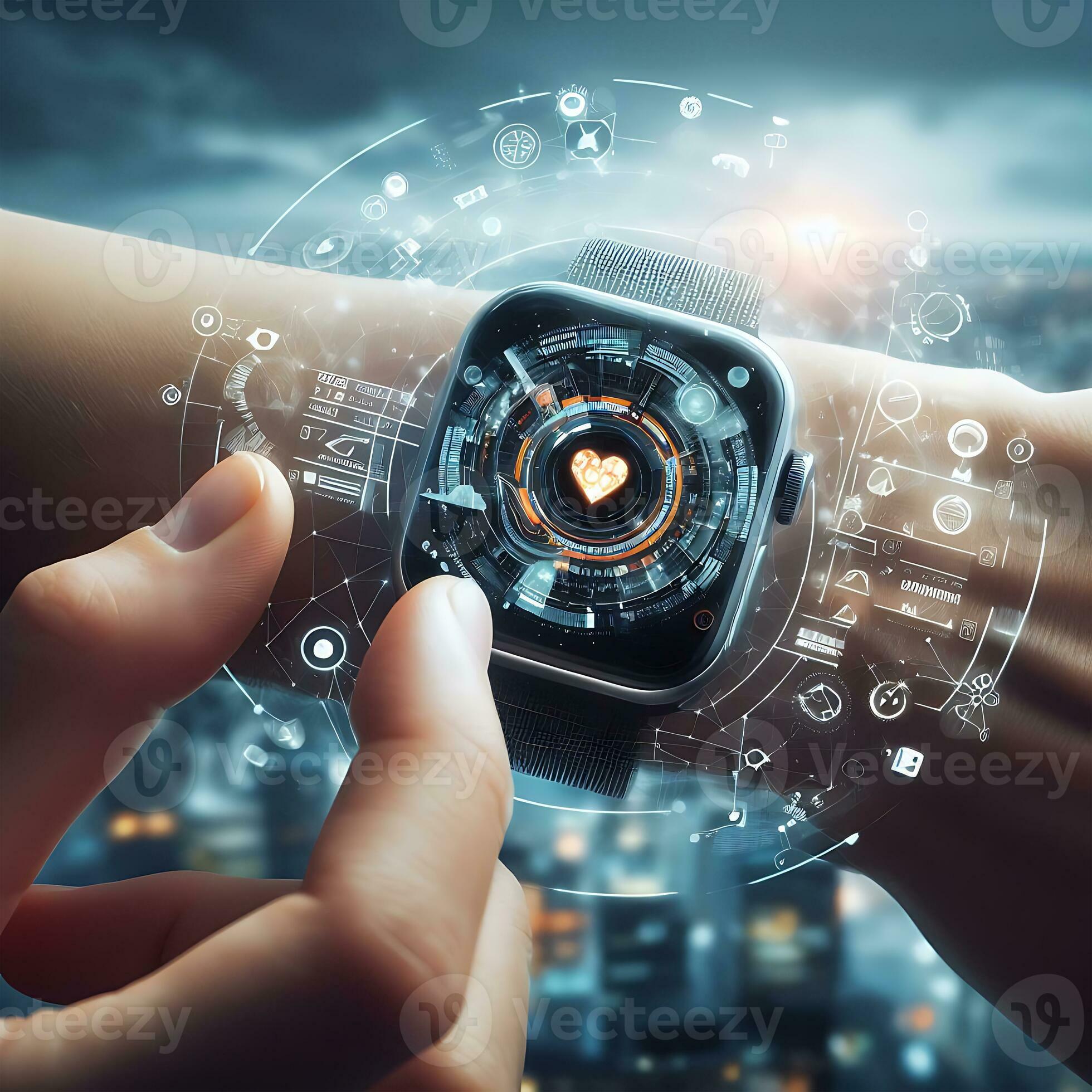 Futuristic AI infused smartwatch with seamless blend of style and innovation ai generative ...