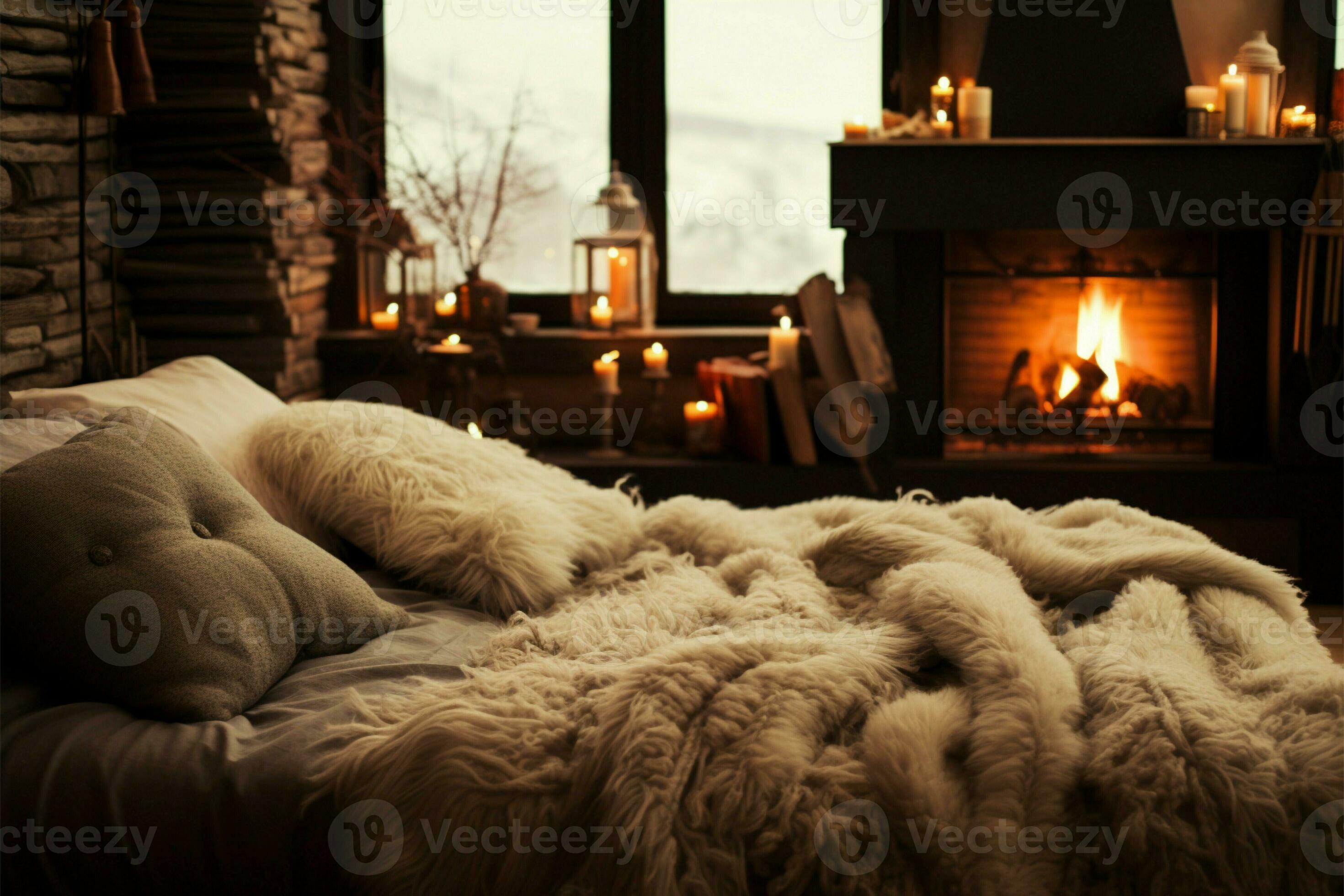 A room embraces the essence of hygge with warmth and relaxation AI Generated 34084769 Stock ...