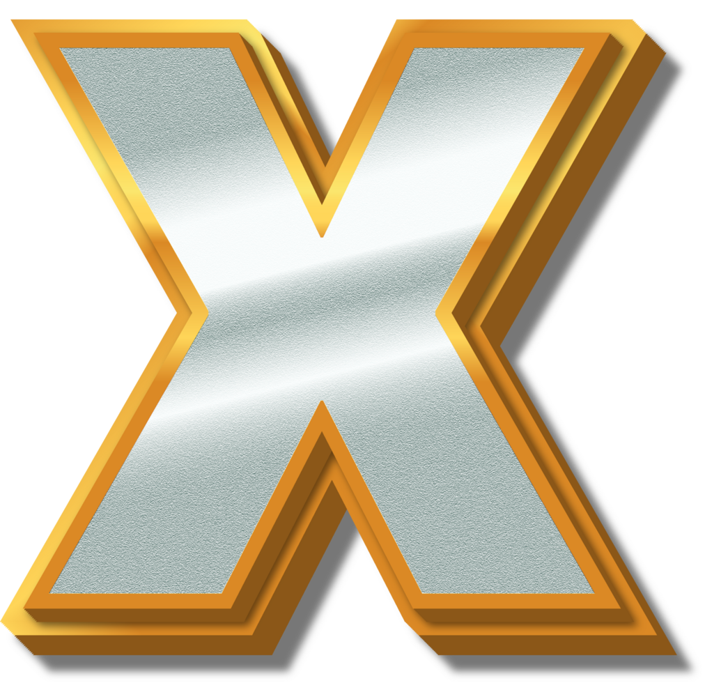 3D Elegant Gold Silver Alphabet Letter X 34097653 PNG