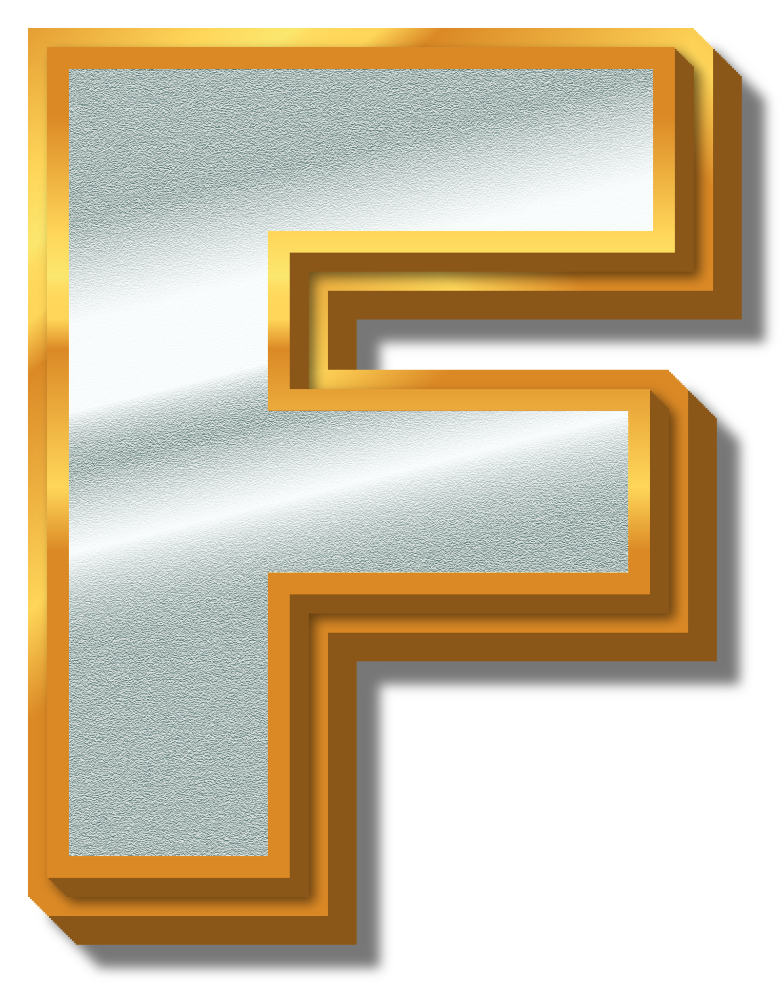 3D Elegant Gold Silver Alphabet Letter F 34097685 PNG