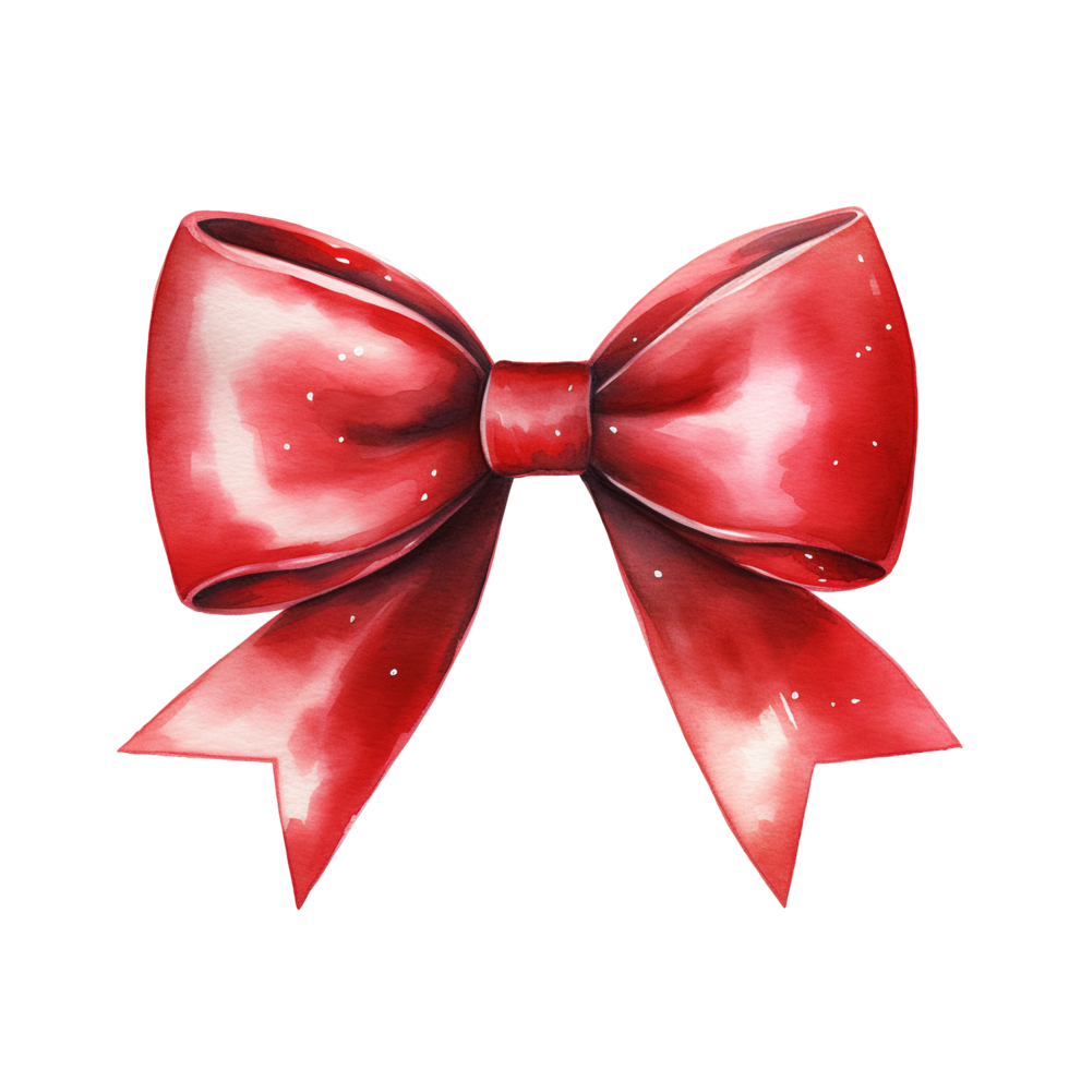 Red Bow For Christmas Event Watercolor Style Ai Generated 34097786 Png