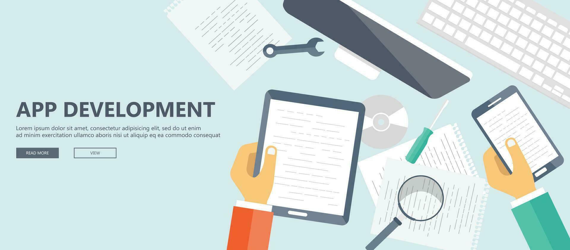 Flat Vector Design Illustration Concept For Application Development Concept To Building