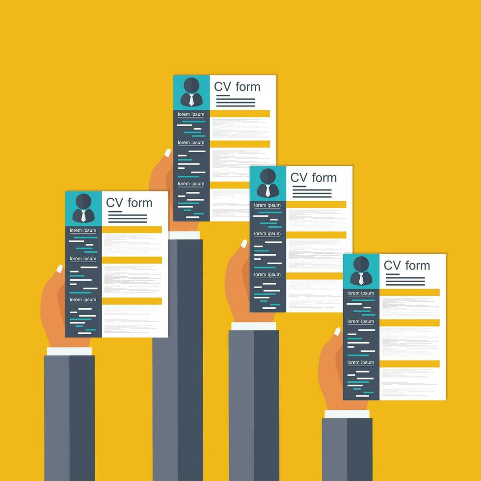 Hands holding CV papers. Human resources management concept, searching ... Hands holding CV papers. Human resources management concept, searching ...
