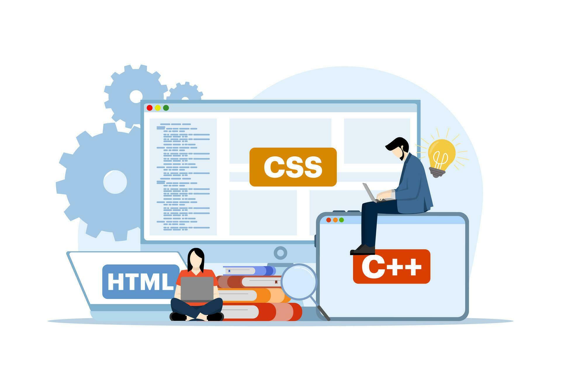 Web Development Concept Programming Language Css Html It Ui Cartoon Character Programmer