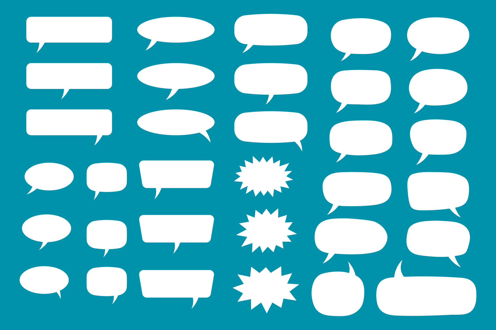 Set of speech bubbles. Speak bubble text, cartoon chatting box, message ...