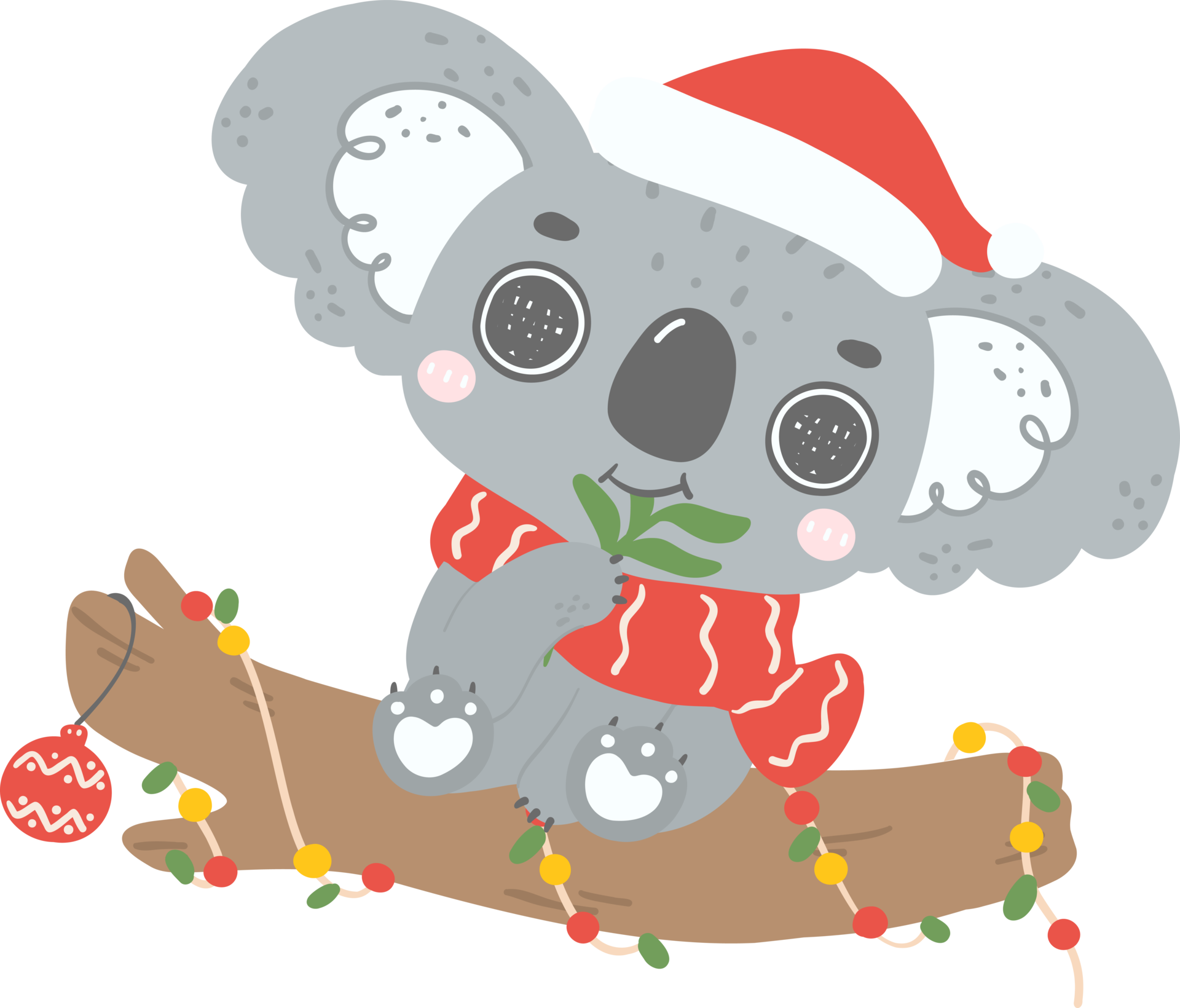 Cute Christmas Koala on tree 34114718 PNG