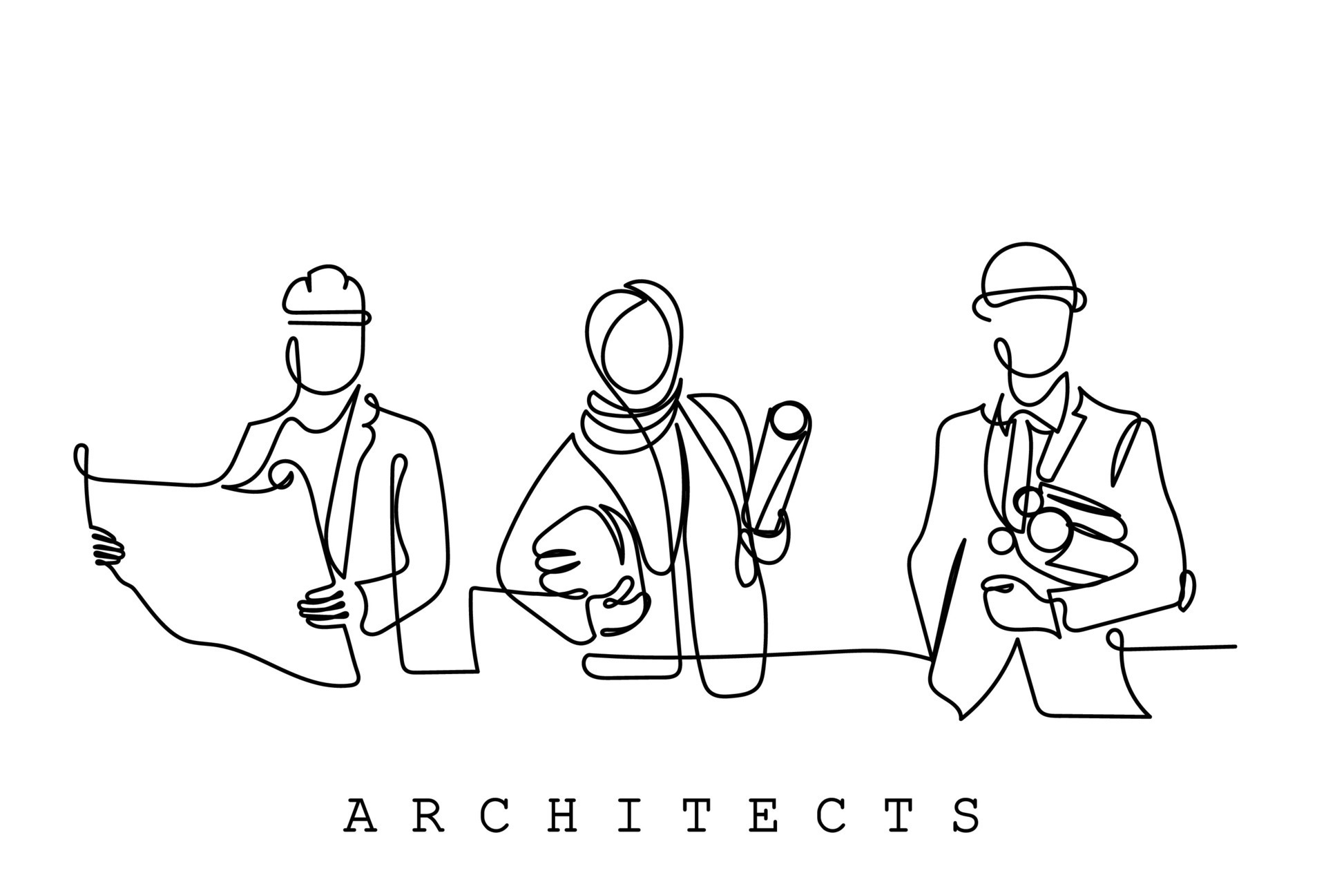 Continuous line art of architects .Engineer line art. 34115441 Vector ...