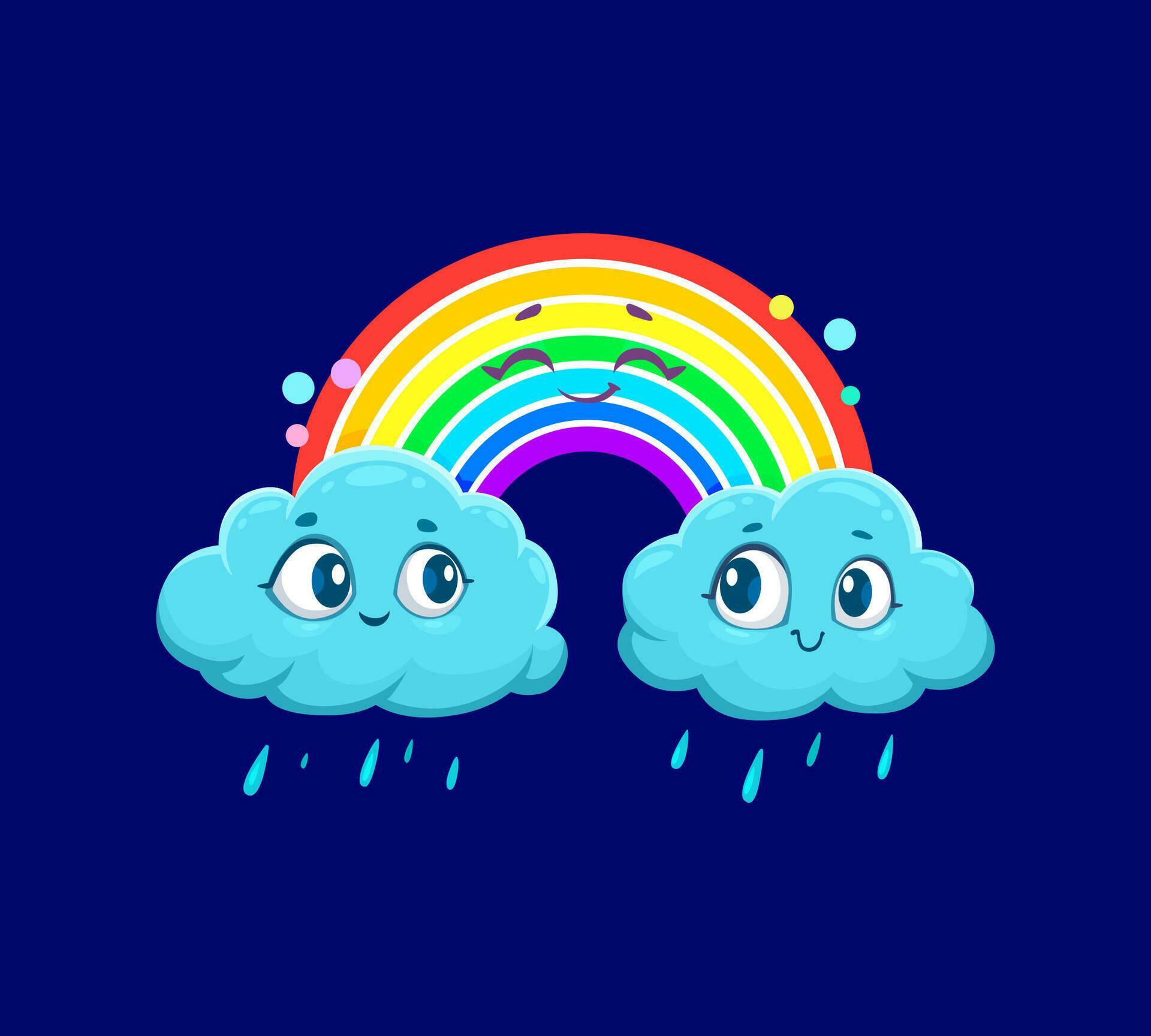 Cartoon Cute Rainbow Clouds Weather Character 34119075 Vector Art At Vecteezy