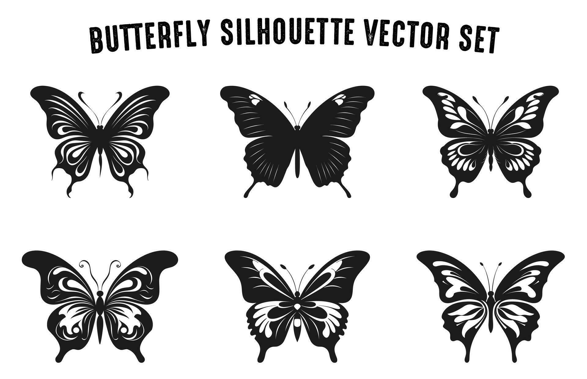 Butterfly Silhouettes Vector Set Flying Butterflies Silhouette Black
