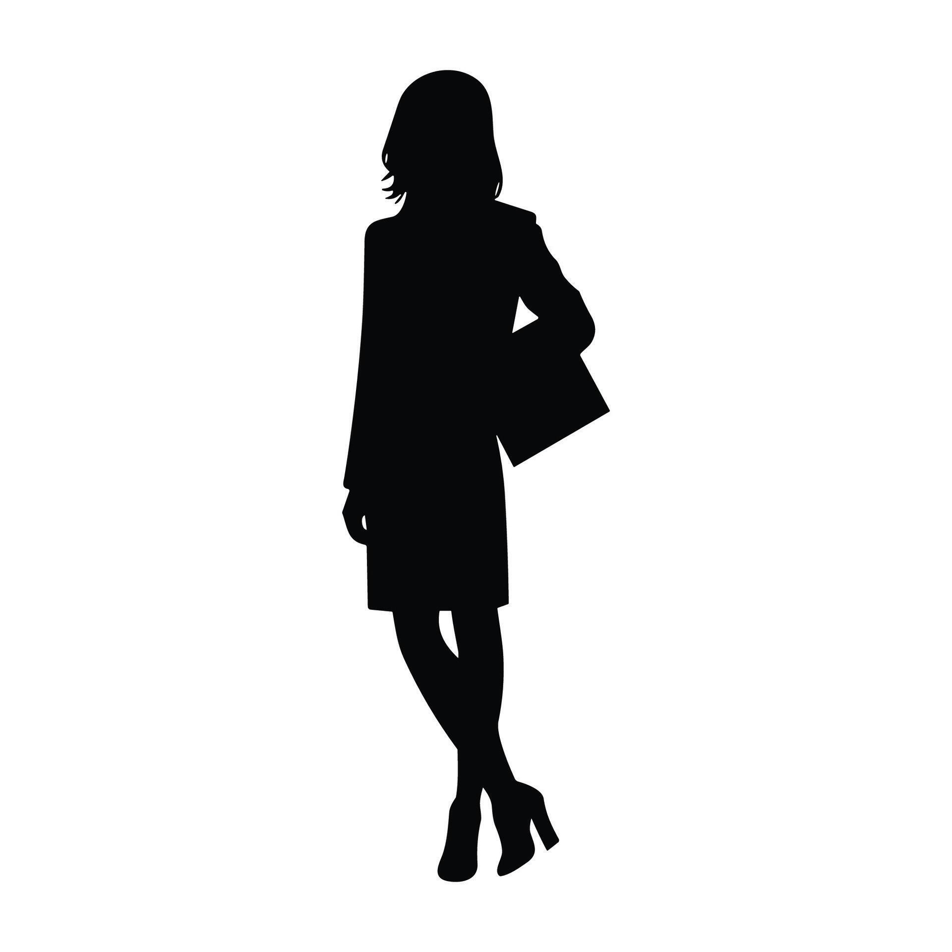 A Business woman vector Silhouette free, A Girl vector isolated on a ...