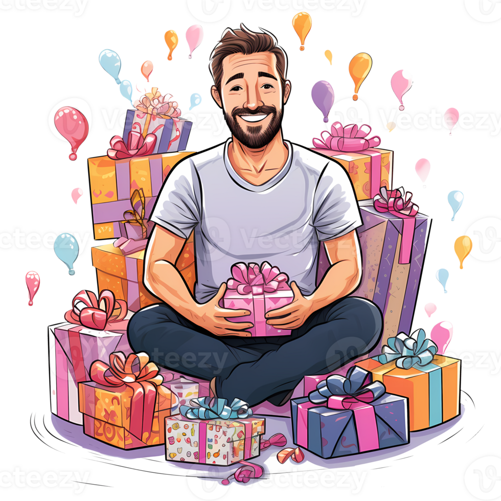 Cute Happy Birthday Dad Clipart Illustration Ai Generative 34119856 Png