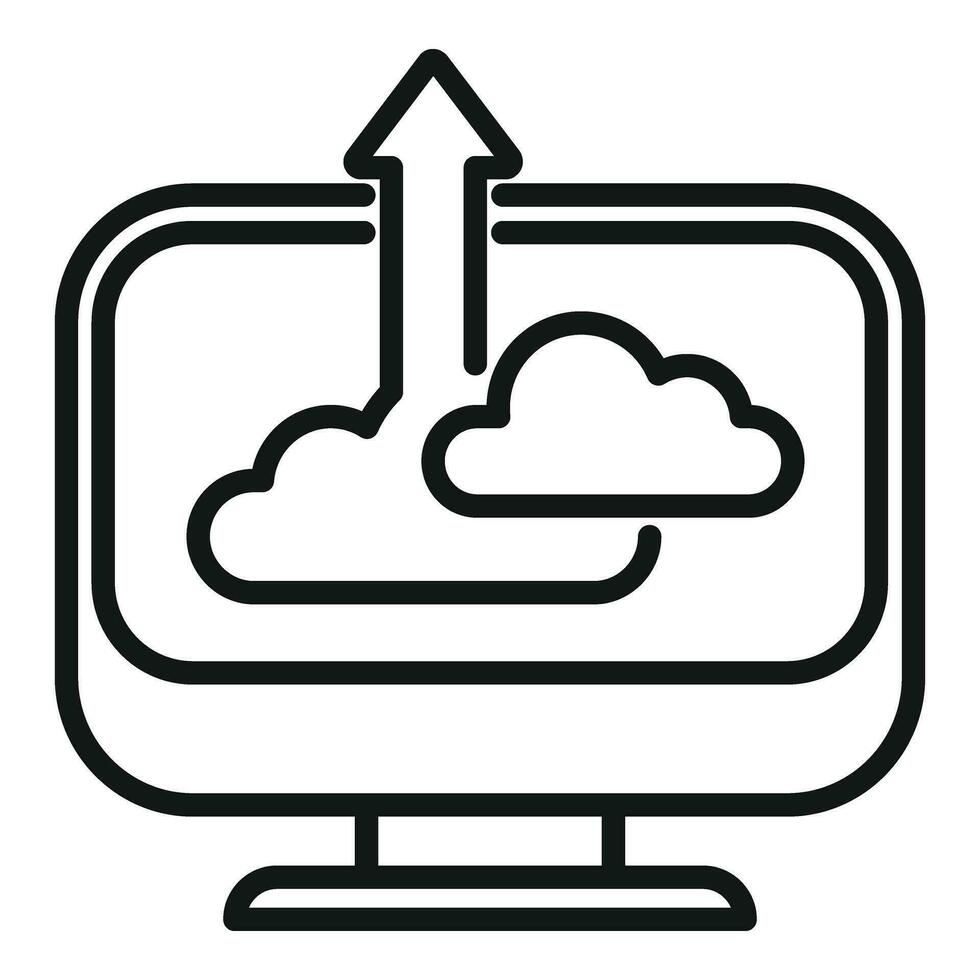 Computer upload data cloud icon outline vector. Smart office 34121191 ...
