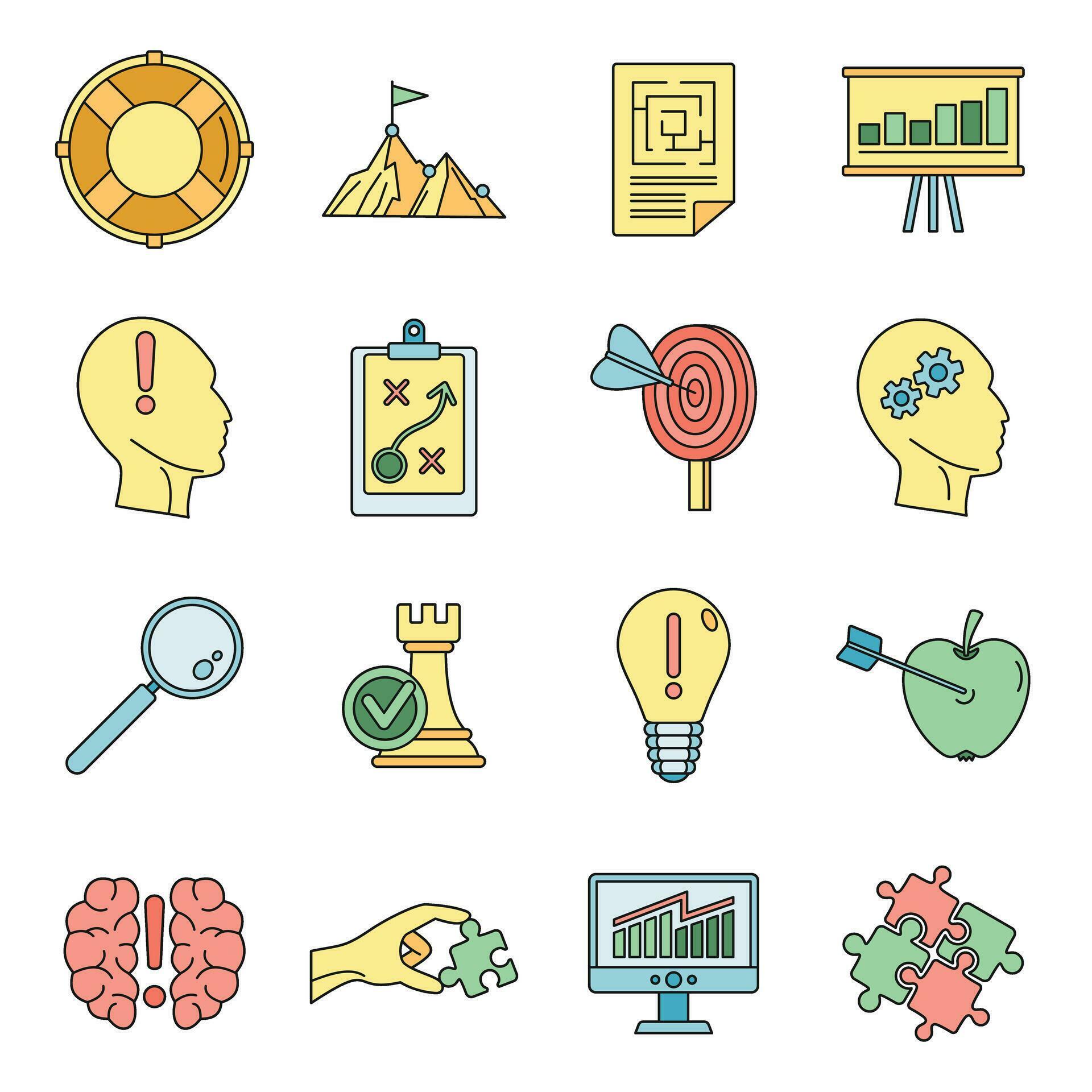 Problem solution icon set vector color 34121370 Vector Art at Vecteezy