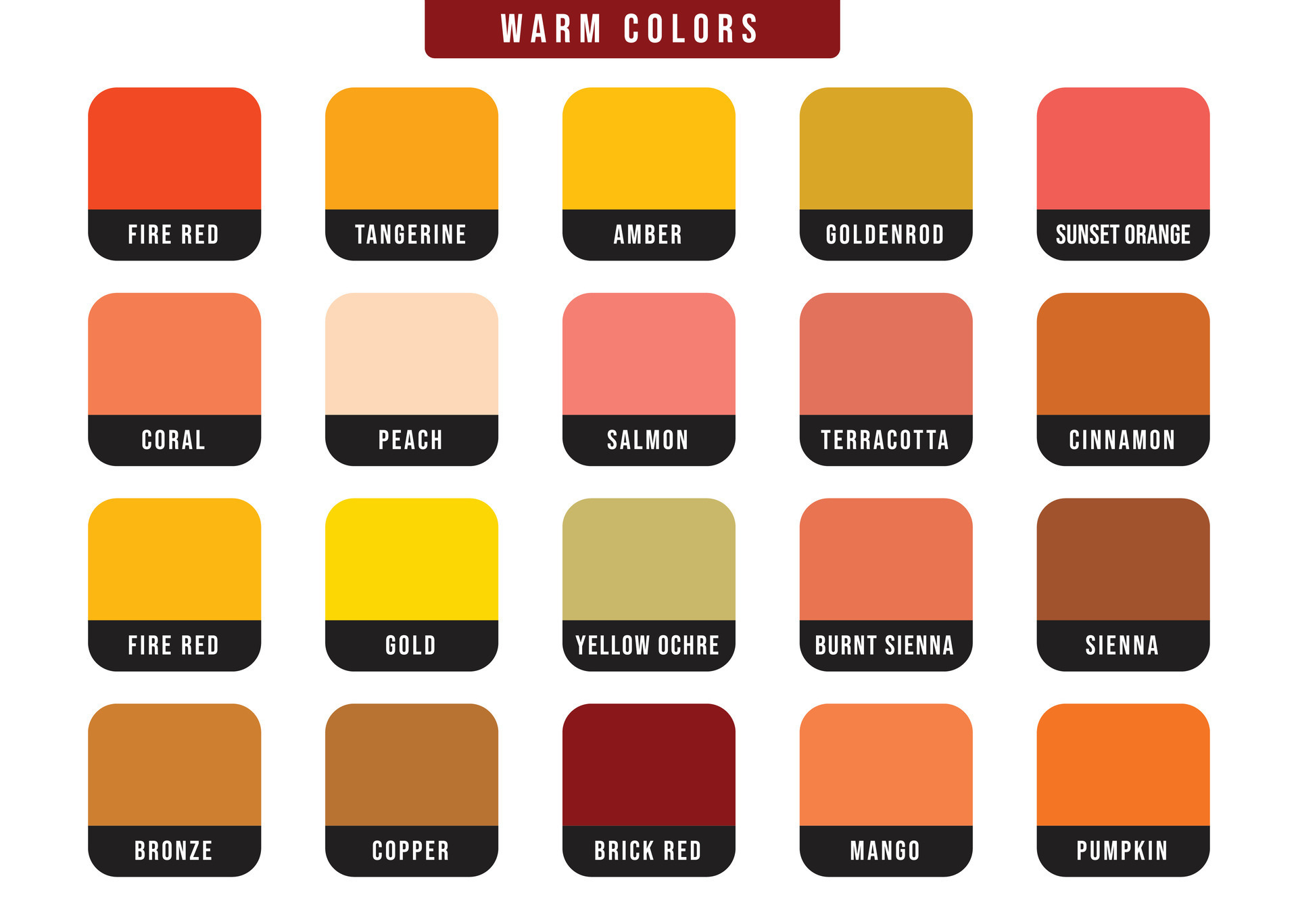 20 warm color palette 34132311 Vector Art at Vecteezy