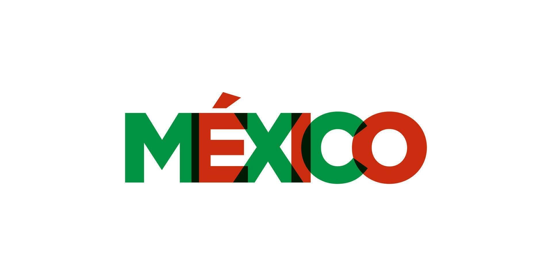 Mexico emblem. The design features a geometric style, vector illustration with bold typography ...