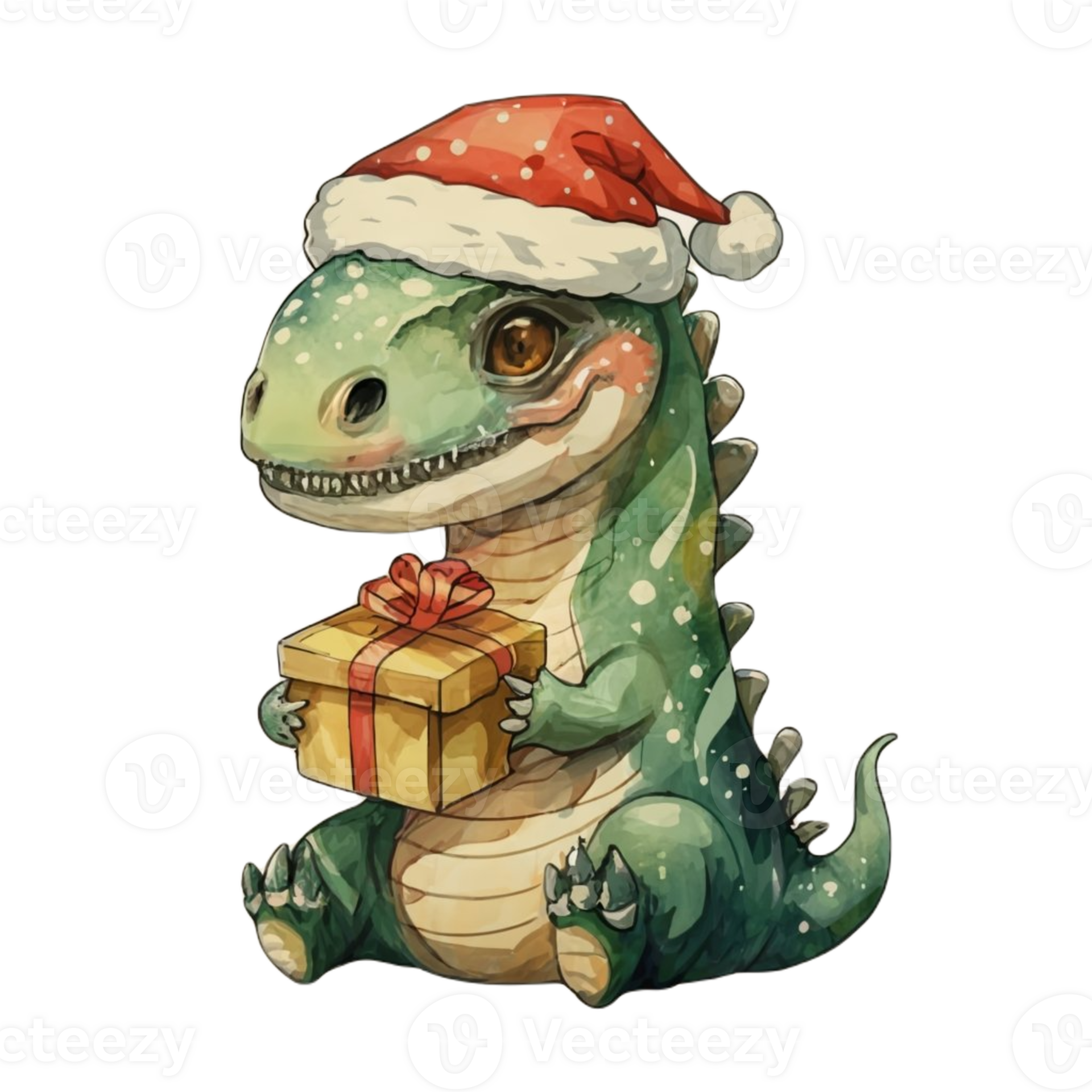 Dinosaur Wearing A Santa hat AI Generative 34137629 PNG