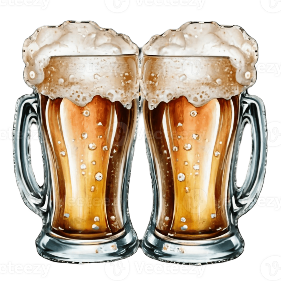Two Beer Glasses Collide Ai Generative 34138173 Png