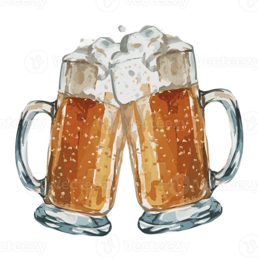 Two Beer Glasses Collide Ai Generative 34138175 Png
