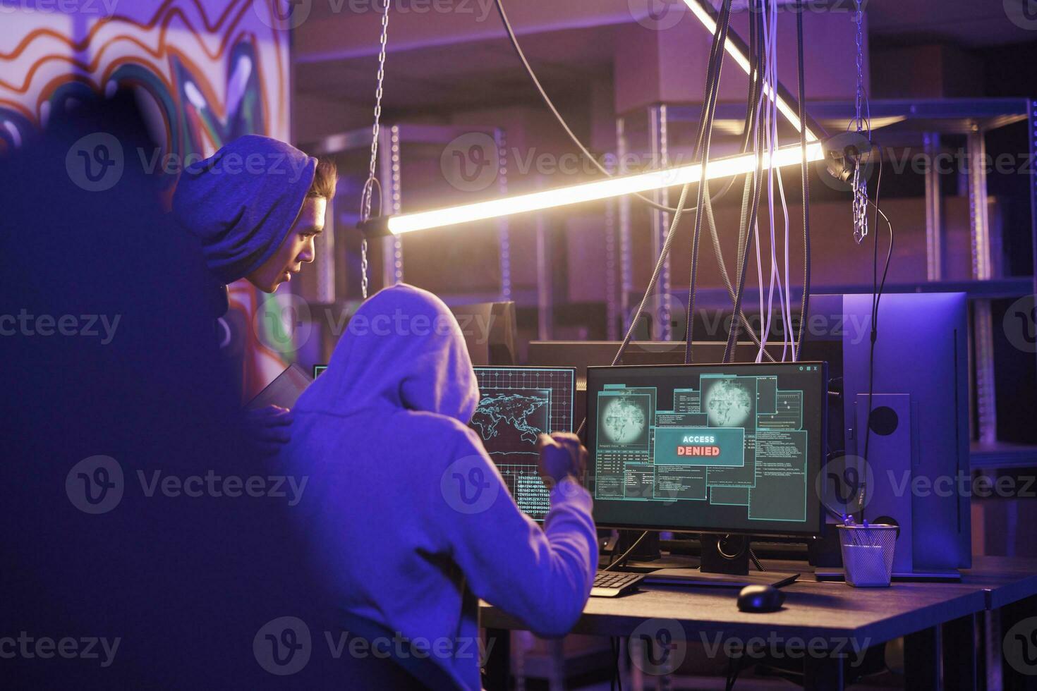 Hackers Getting Access Denied Message On Computer Screen While Hacking