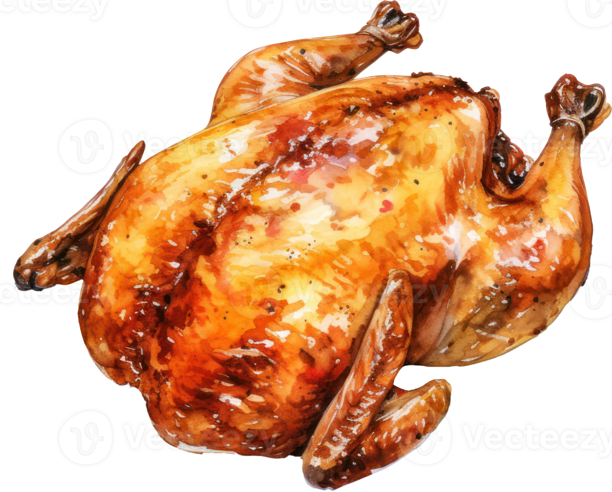 Roast Chicken Watercolor Illustration Ai Generated 34175074 Png