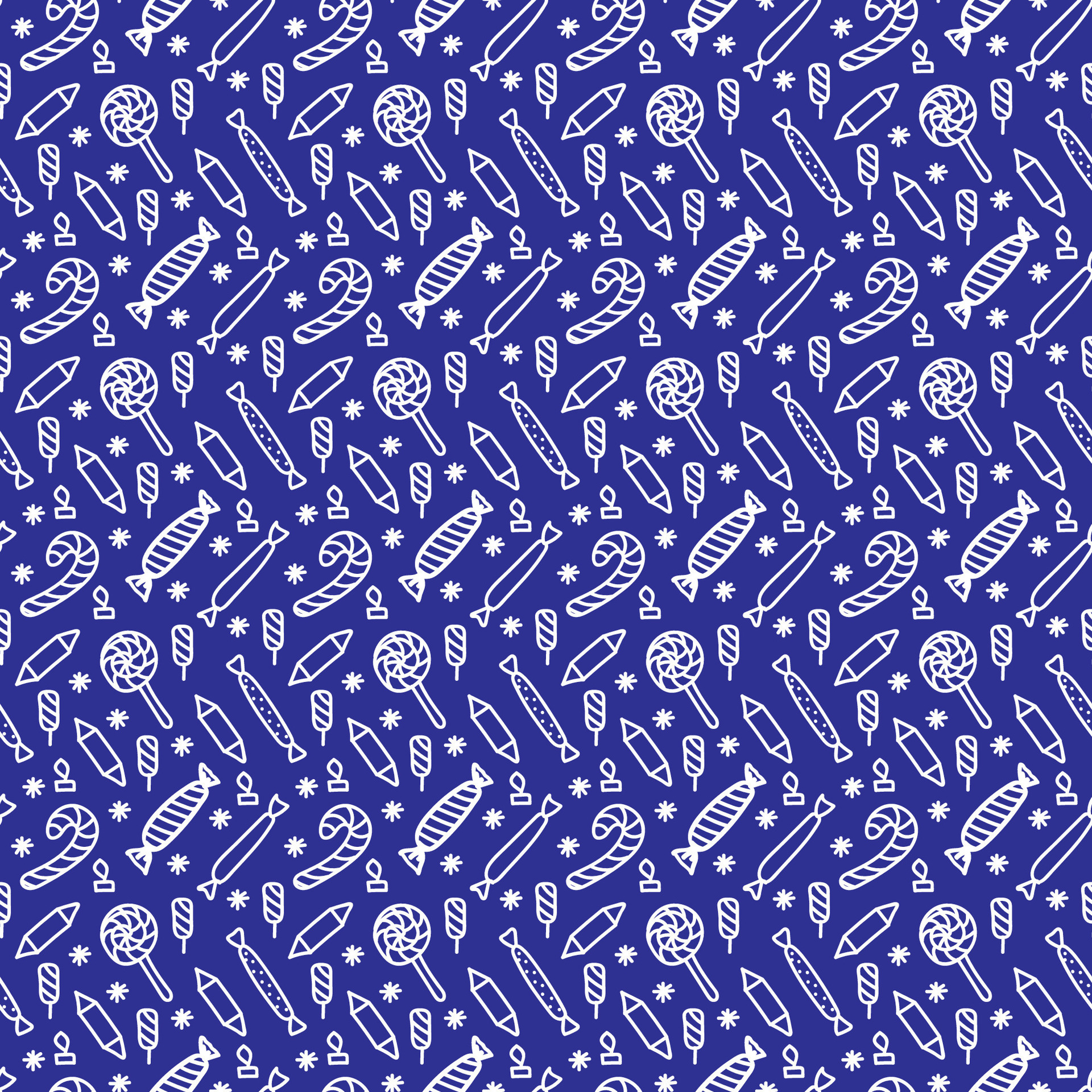 Christmas Pattern In Doodle Style White Line On A Dark Blue Background