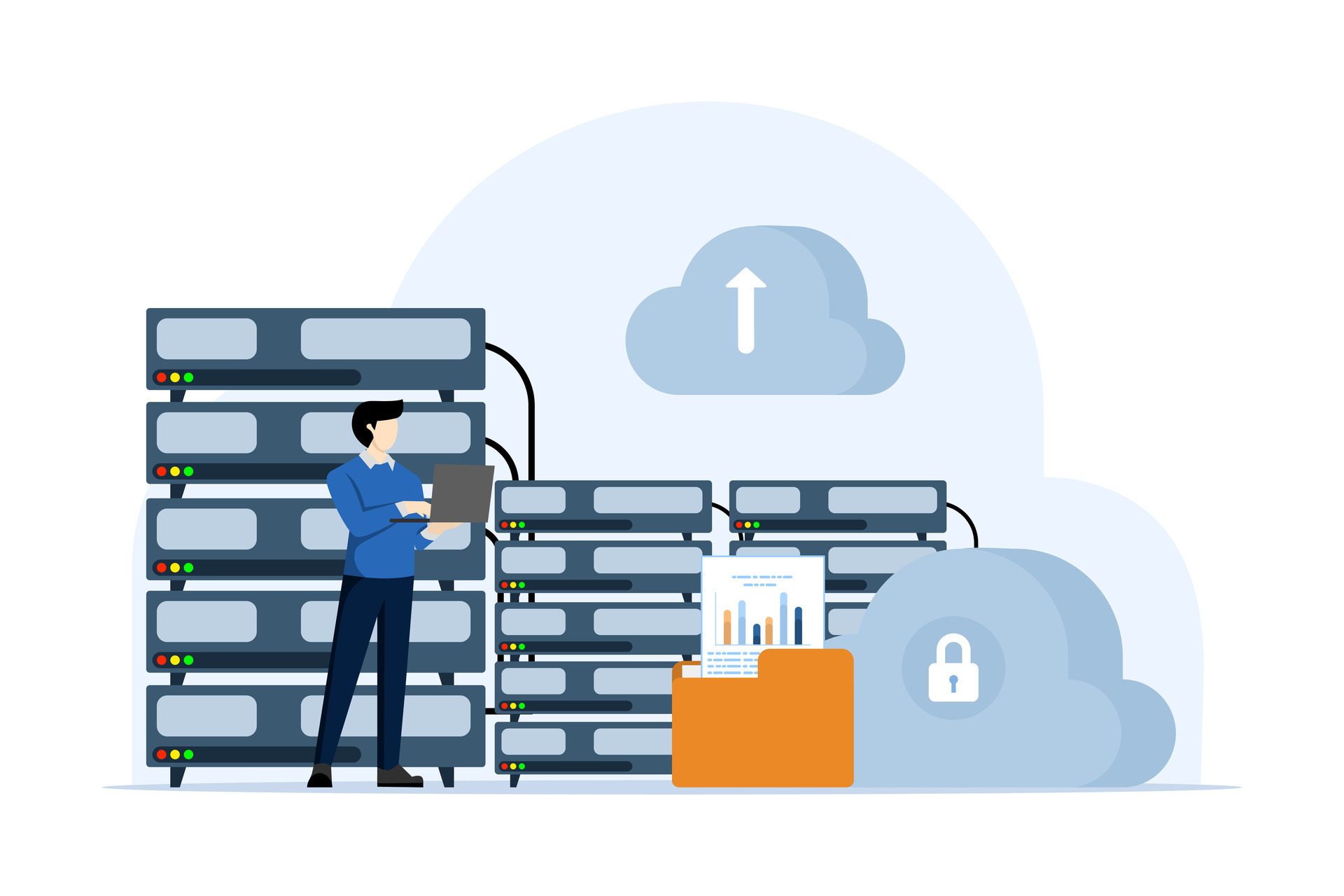 Concept Of Cloud Computing Data Center File Management Cloud Storage Web Hosting Service