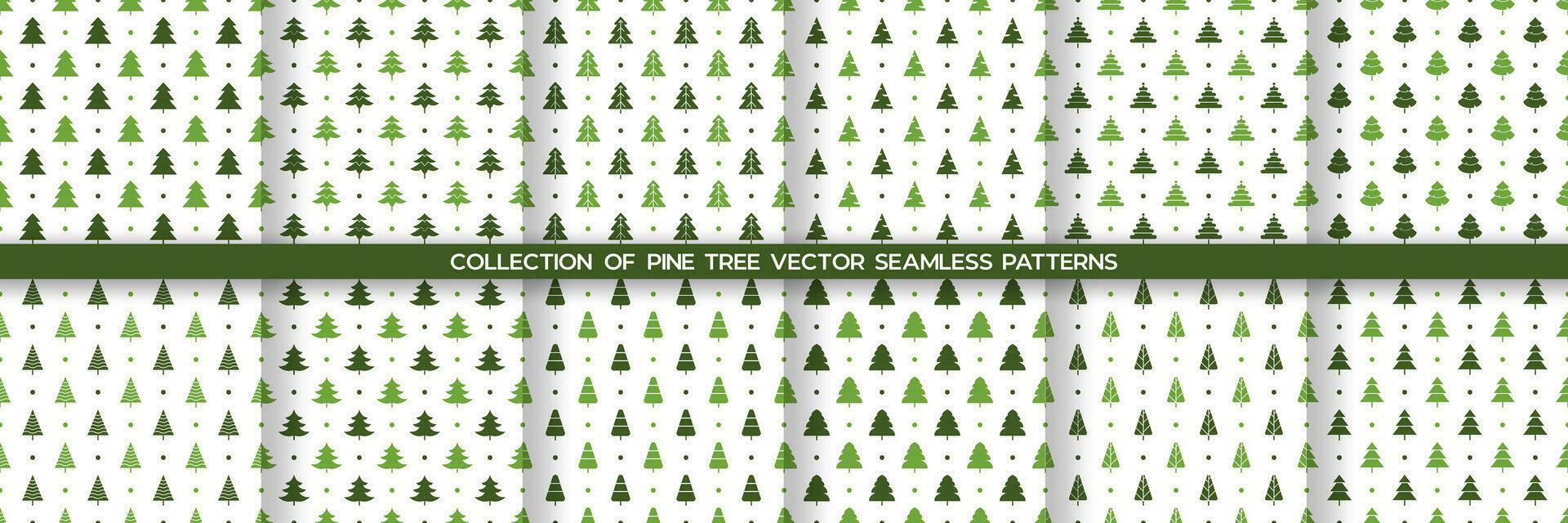 Collection of Pine Tree vector seamless pattern background. 34203502 ...